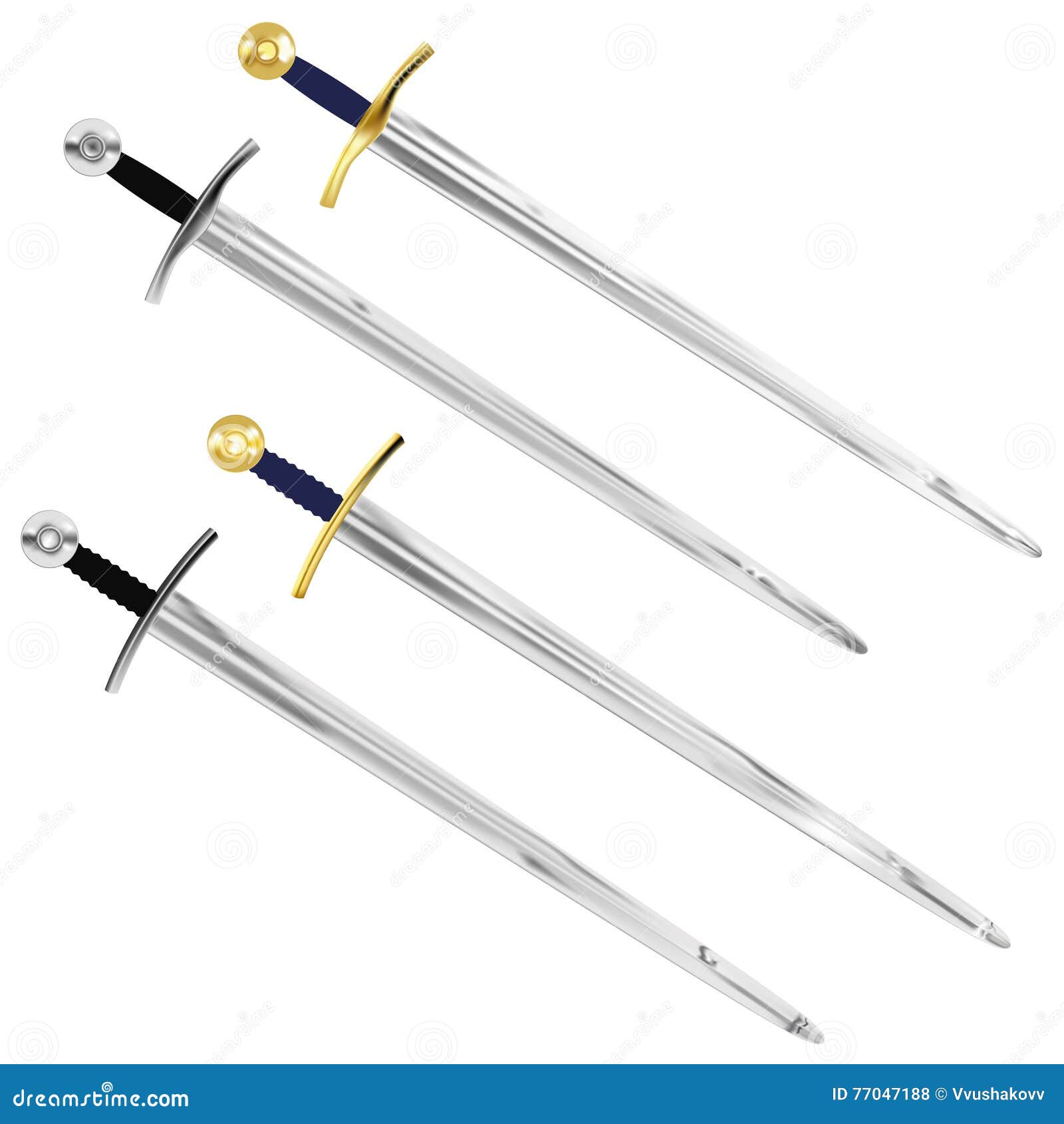 Insieme Delle Spade Medievali Del Cavaliere Illustrazione Vettoriale ...