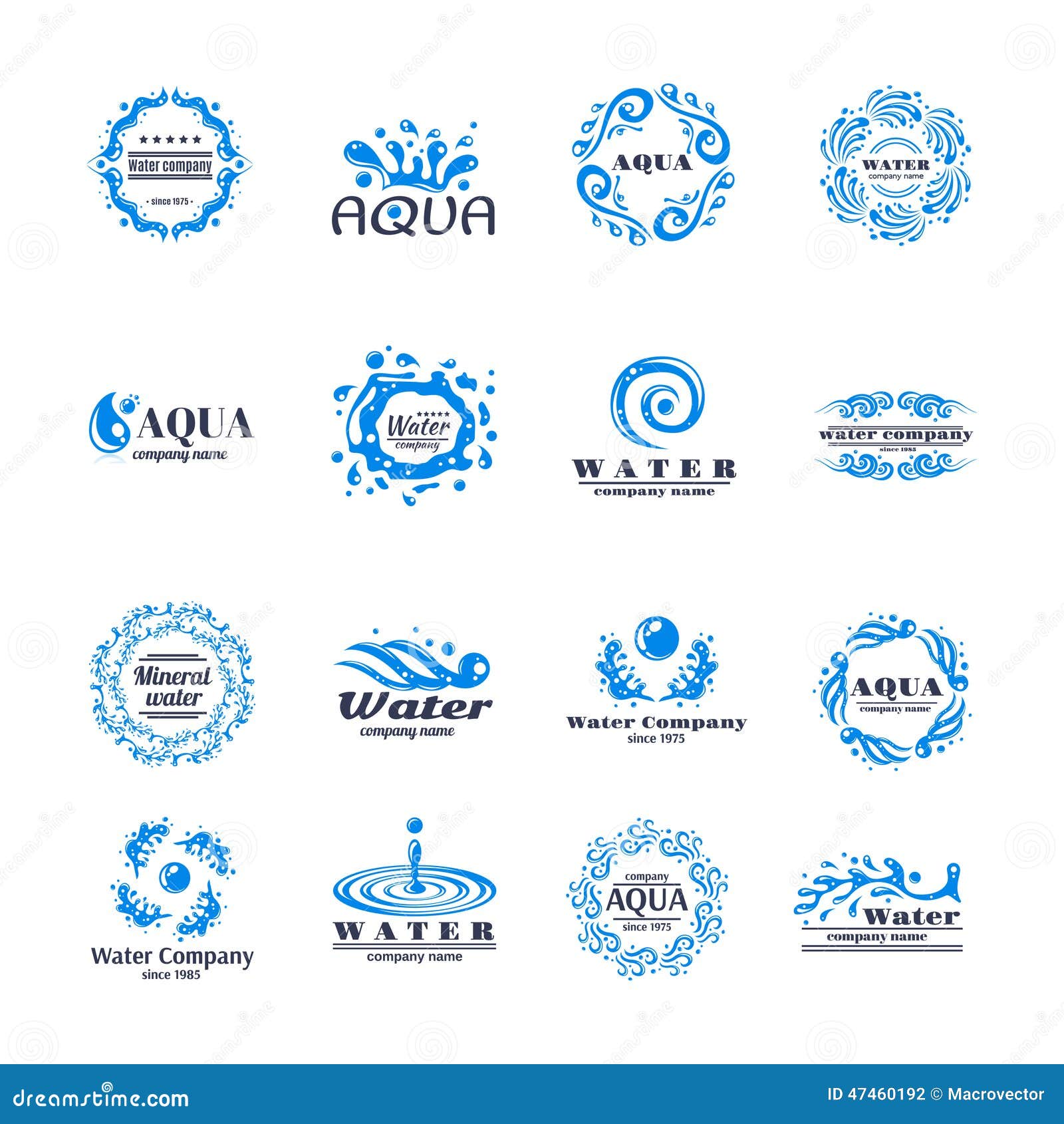 Insieme di logo dell'acqua illustrazione vettoriale. Illustrazione di ...