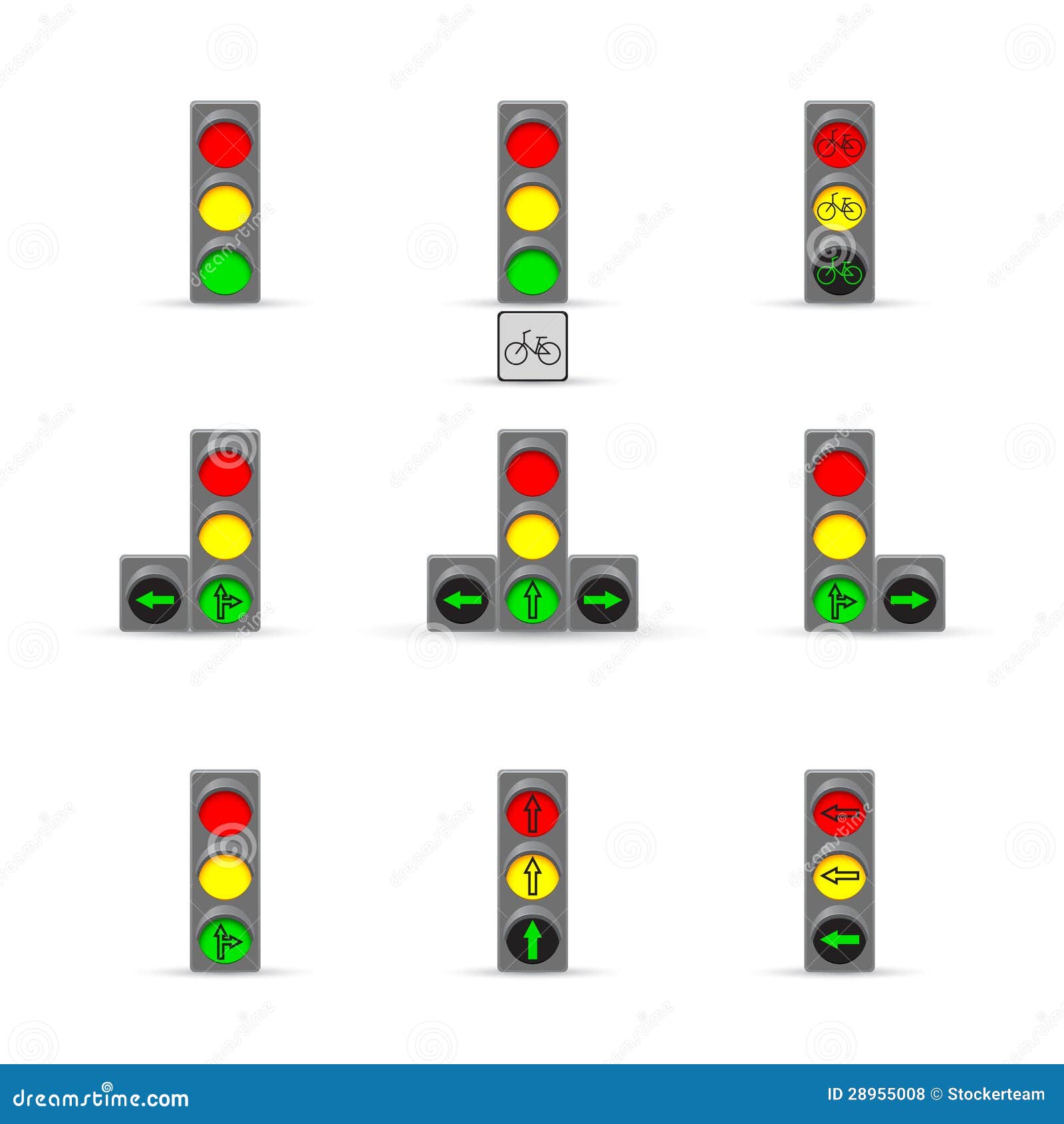 Insieme di molti semafori illustrazione di stock. Illustrazione di ...