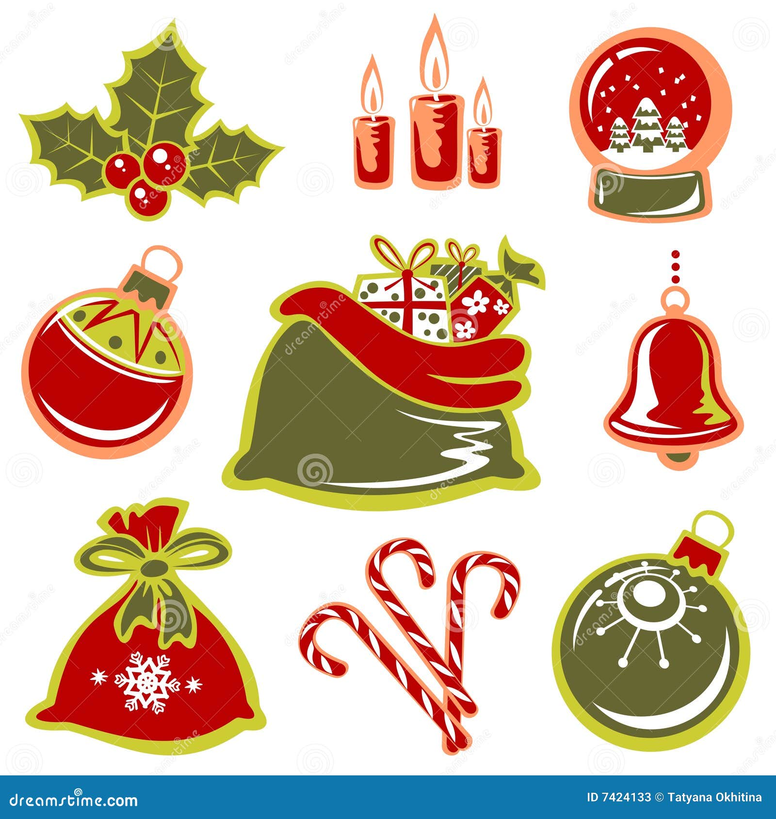 Insieme Di Simboli Di Natale Illustrazione Vettoriale - Illustrazione ...