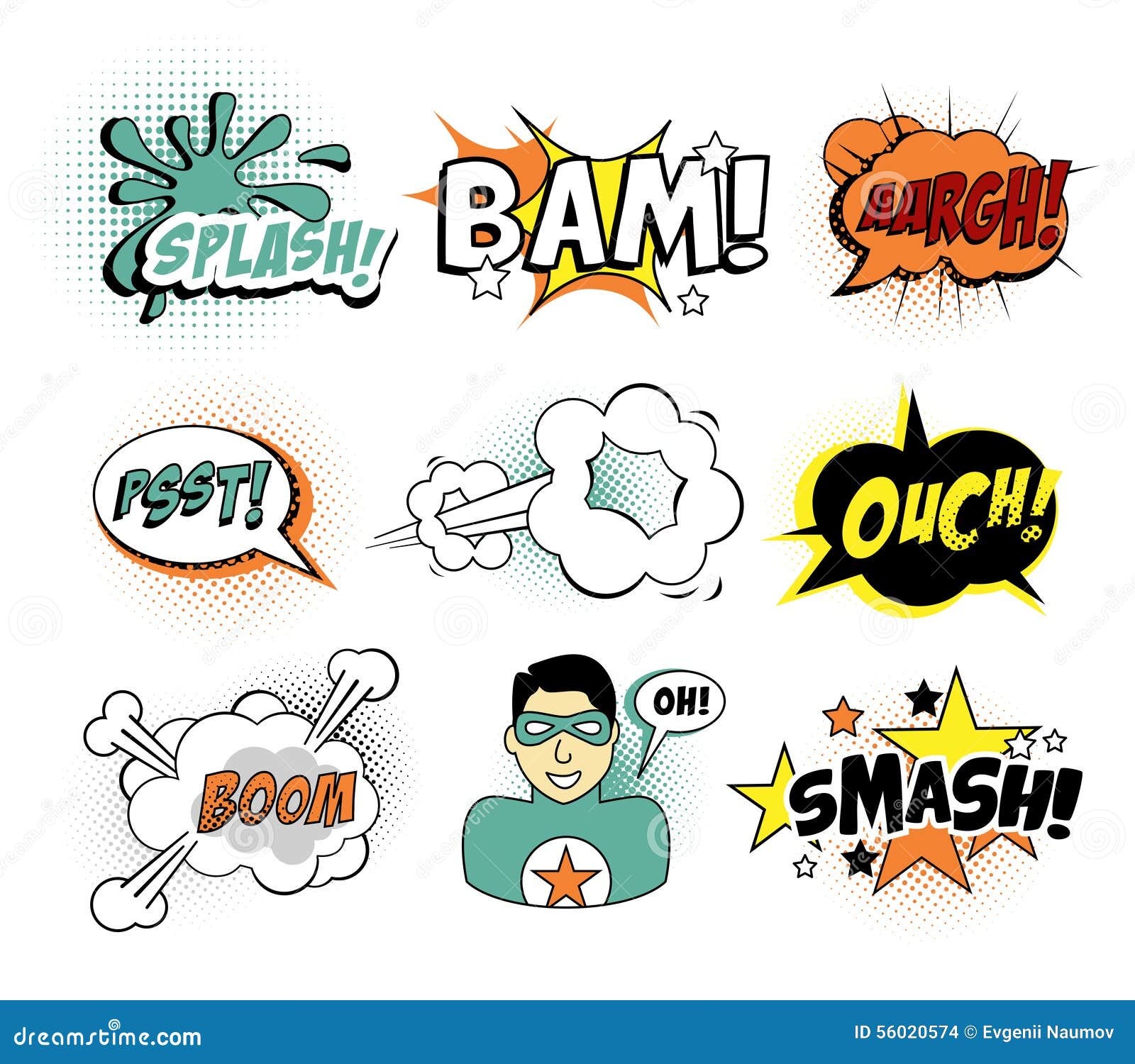 Insieme Di Testo Comico, Stile Di Pop Art Illustrazione Vettoriale ...