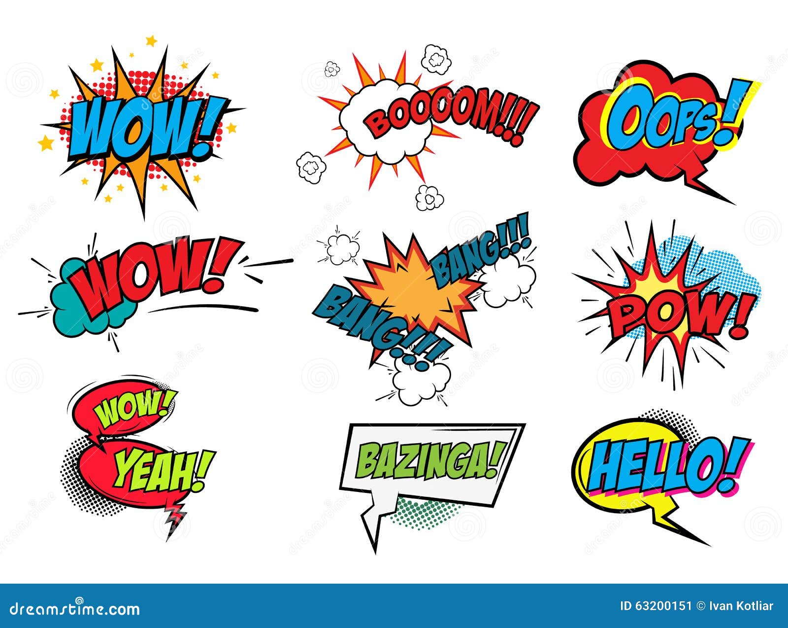 Insieme Di Testo Comico, Stile Di Pop Art Illustrazione Vettoriale ...