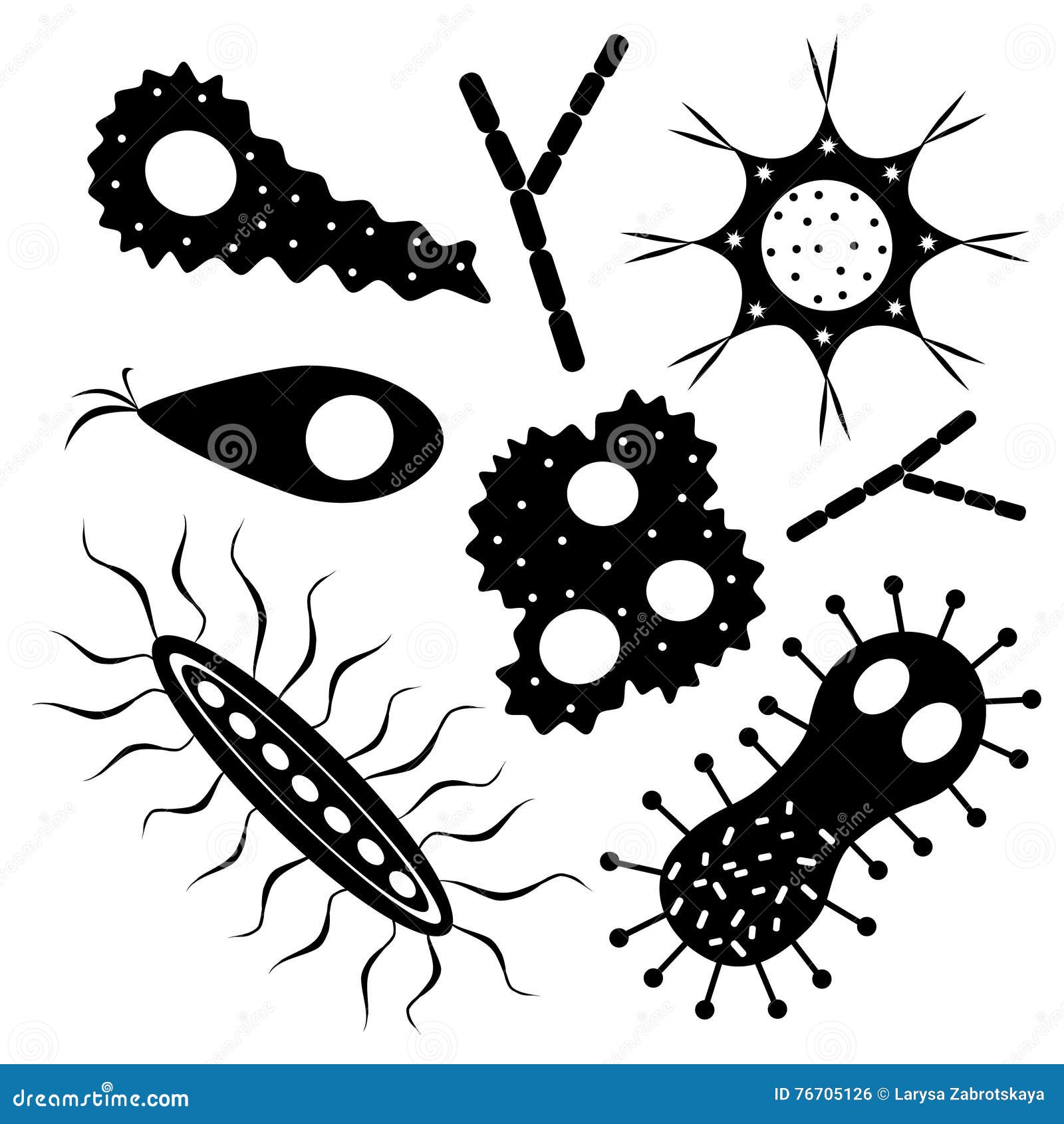 Insieme di vari microbi illustrazione vettoriale. Illustrazione di ...