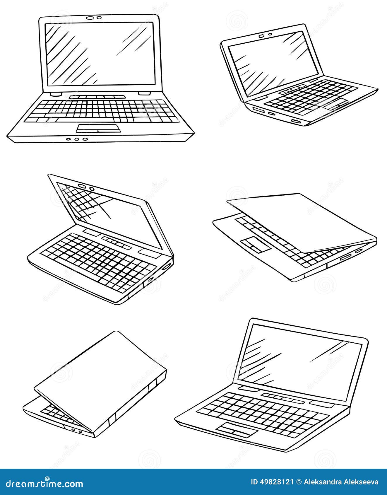 Insieme Di Vettore Dei Disegni Del Computer Portatile Illustrazione ...