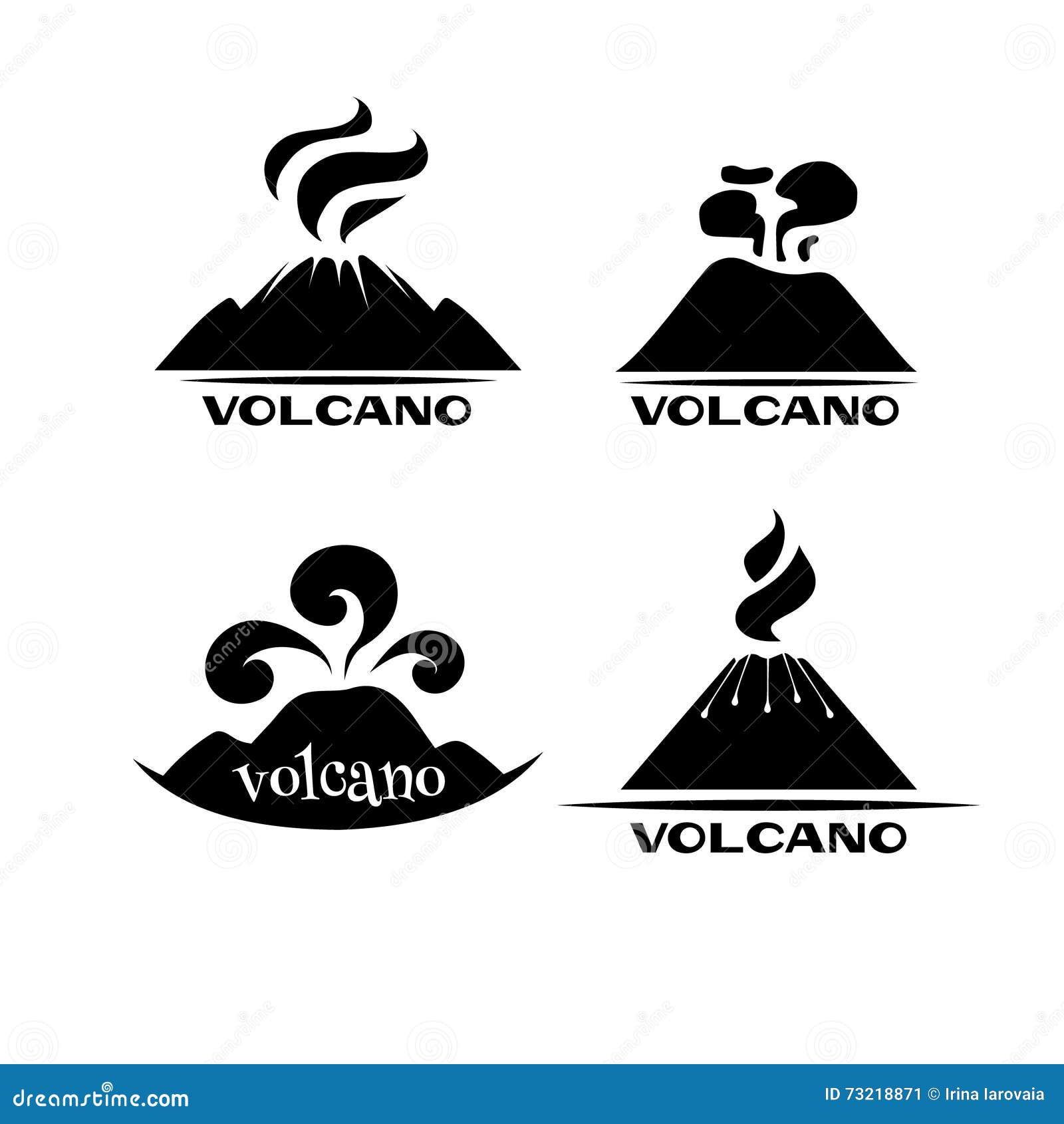 Insieme Di Vettore Del Vulcano Logotypes E Segni Illustrazione ...