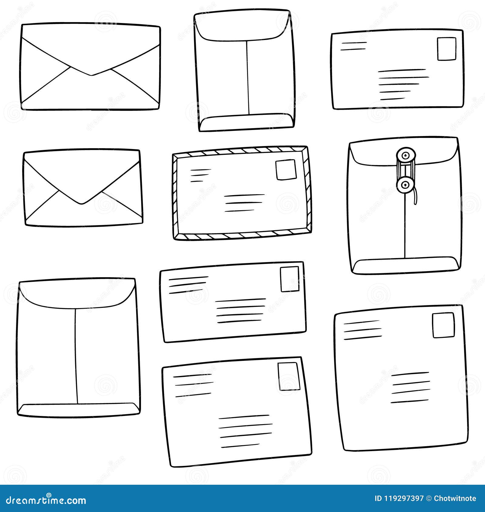 Insieme Di Vettore Della Busta Illustrazione Vettoriale - Illustrazione ...