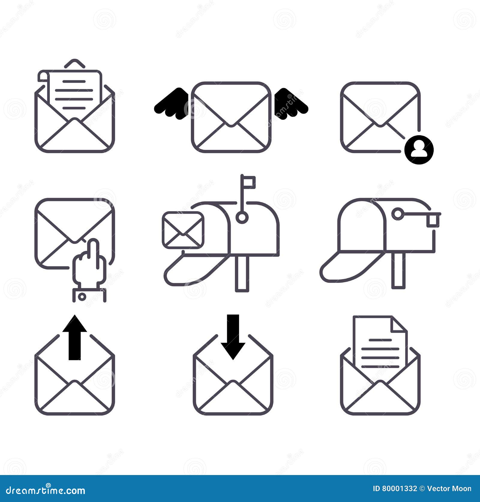 Insieme Di Vettore Delle Icone Della Posta Illustrazione Vettoriale ...