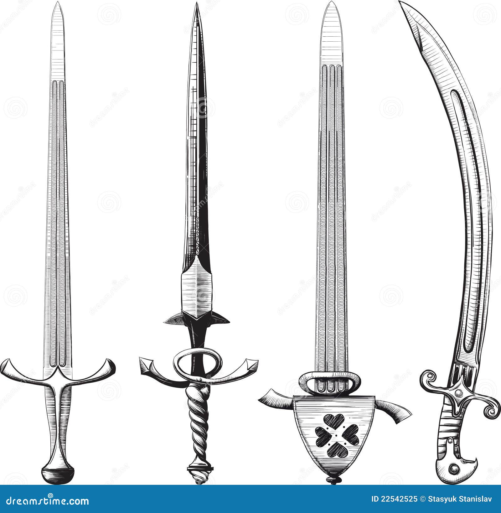 Insieme Differente Delle Spade Illustrazione Vettoriale - Illustrazione ...