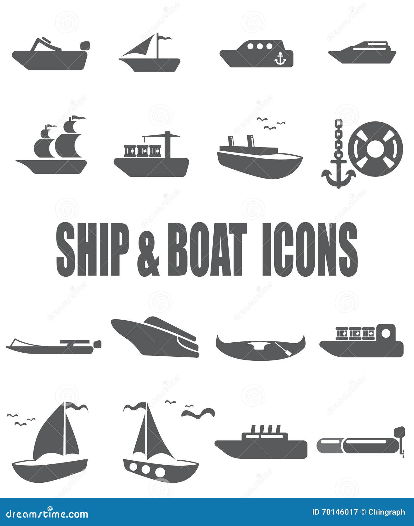 Insieme Piano Dell'icona Della Barca E Della Nave Illustrazione ...