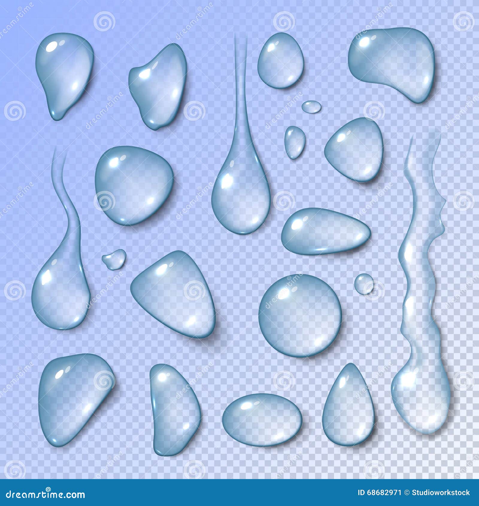 Insieme Realistico Delle Gocce Di Acqua Illustrazione Vettoriale ...