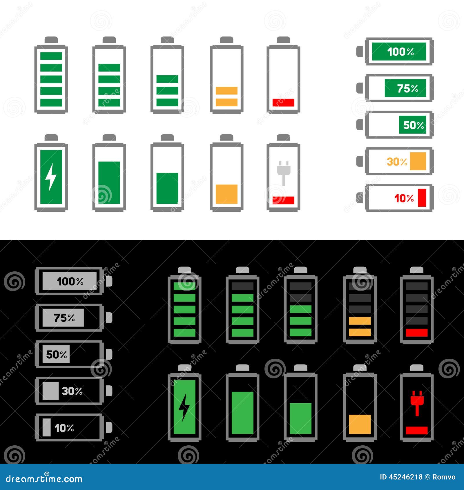 Insieme Semplice Dell'icona Della Batteria Illustrazione Vettoriale ...