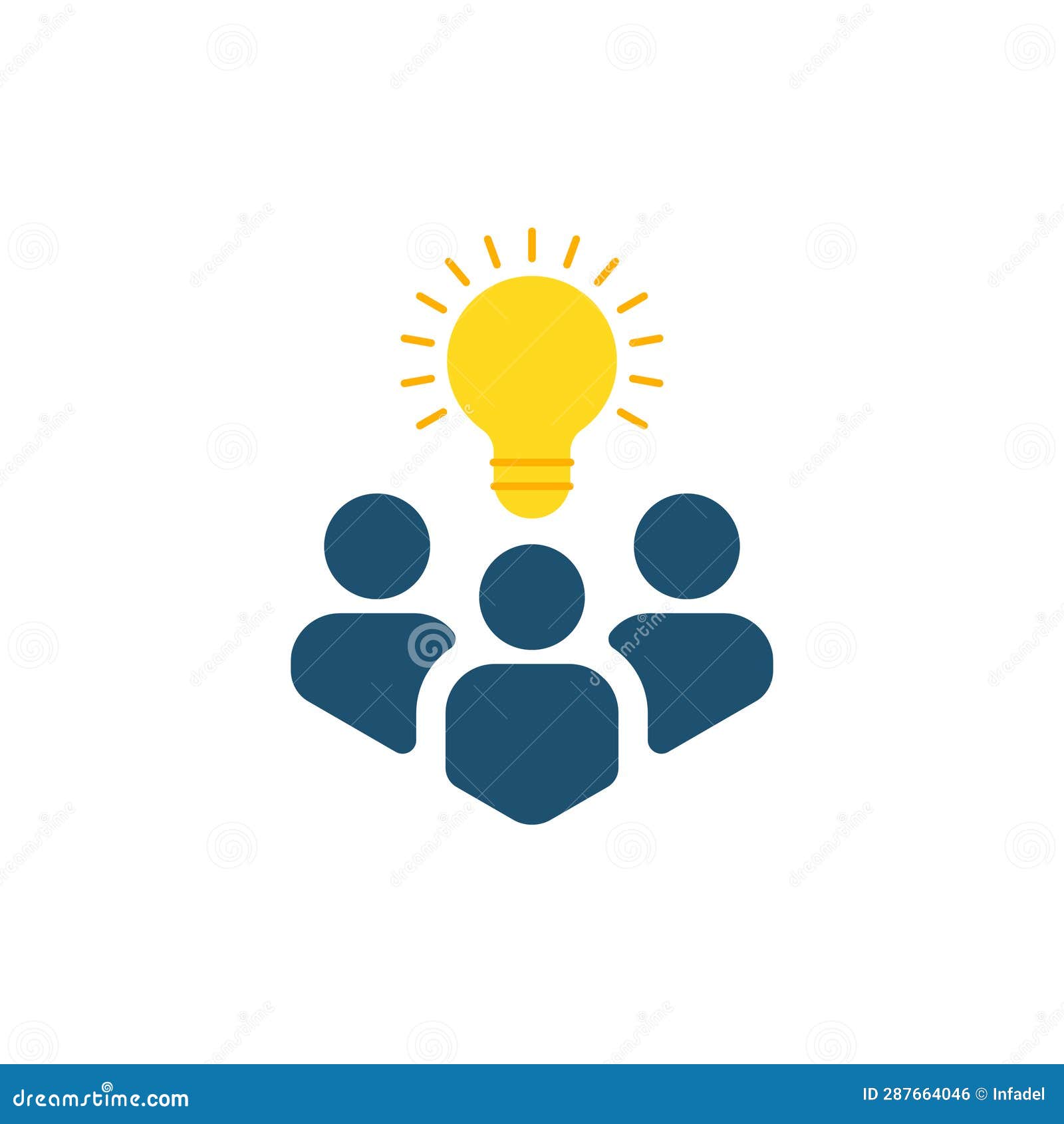 Insight Icon with Group of People and Yellow Bulb Stock Vector ...