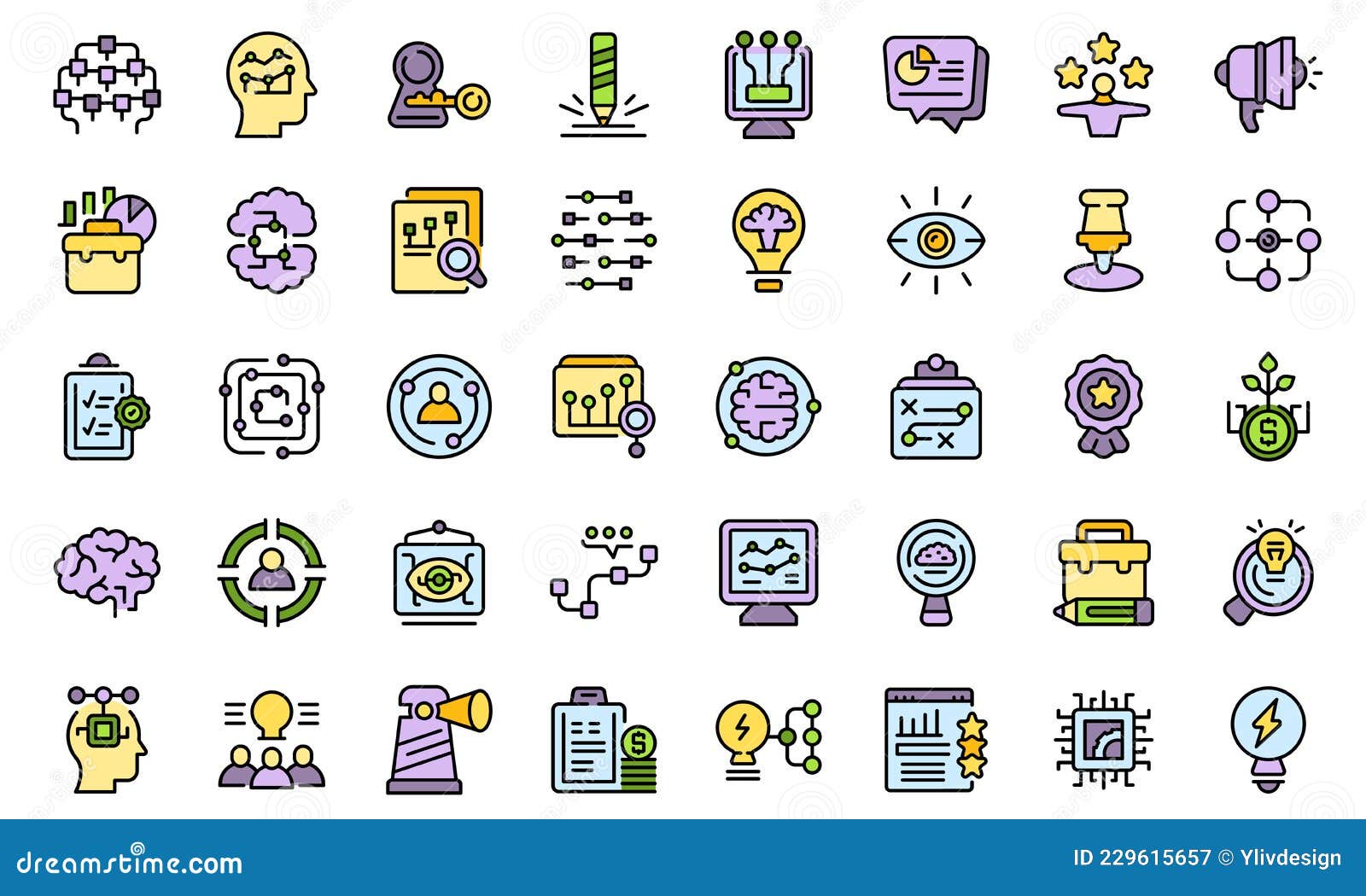 Insight Icons Set Line Color Vector Stock Illustration - Illustration ...