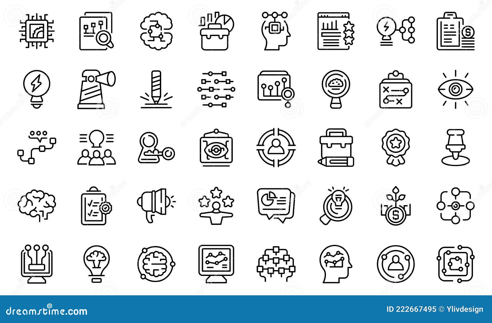 Insight Icons Set Outline Vector. Generation Brainstorm Stock Vector ...