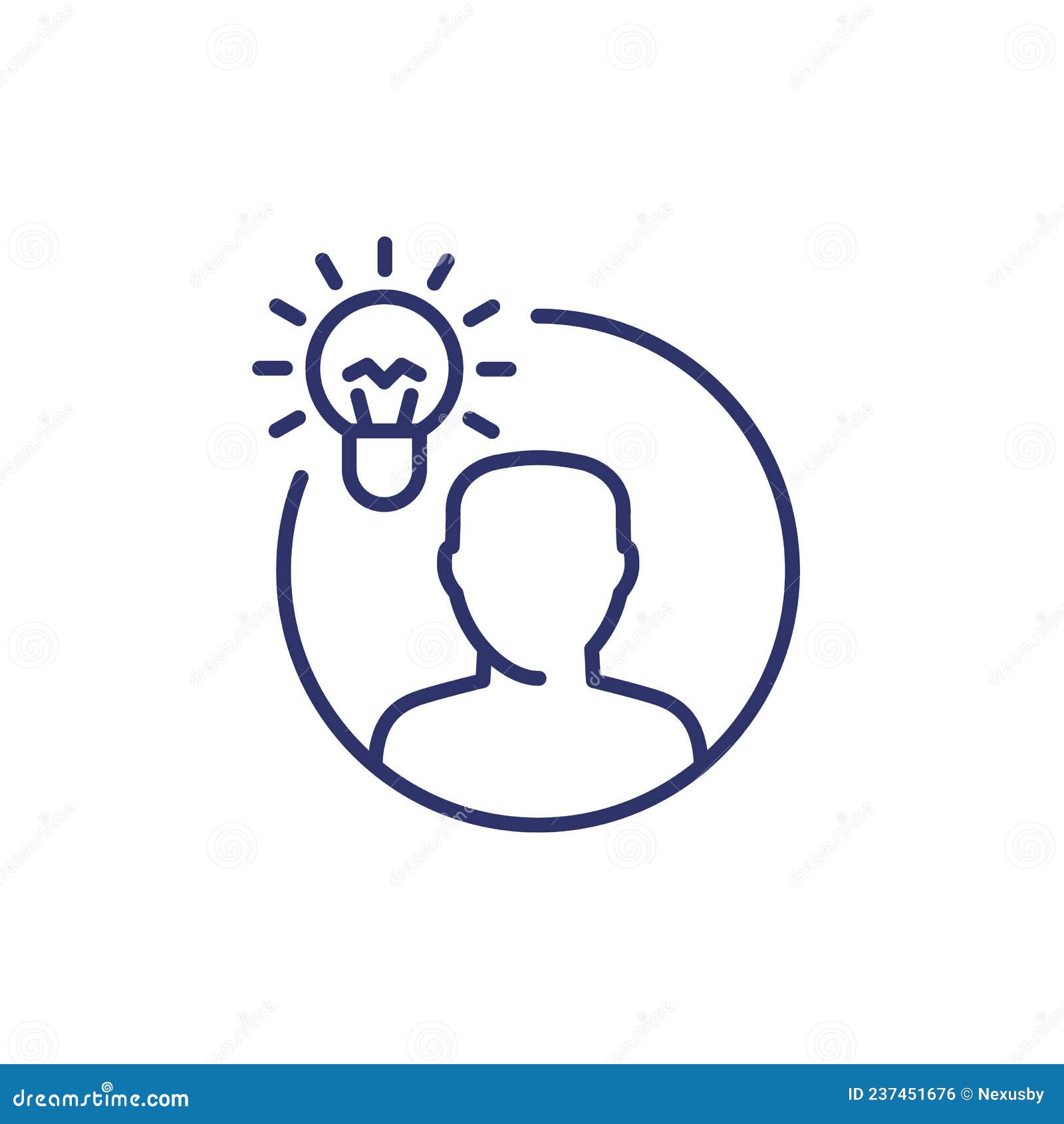 Insight Line Icon, Lightbulb and Man, Vector Stock Vector ...