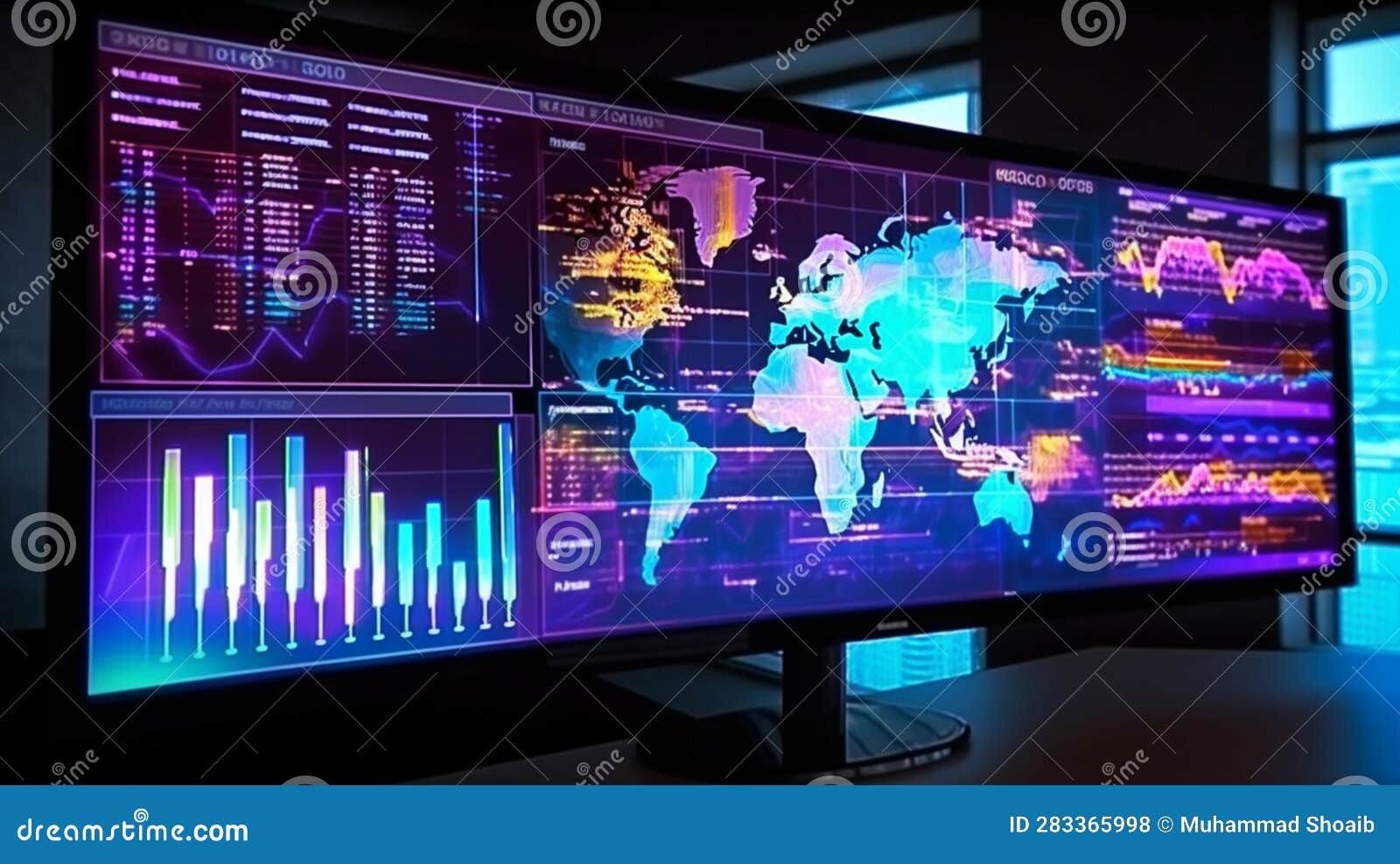 Insightful Financial Analysis, Perspective View of Monitor Screen ... Insightful Financial Analysis, Perspective View of Monitor Screen ...