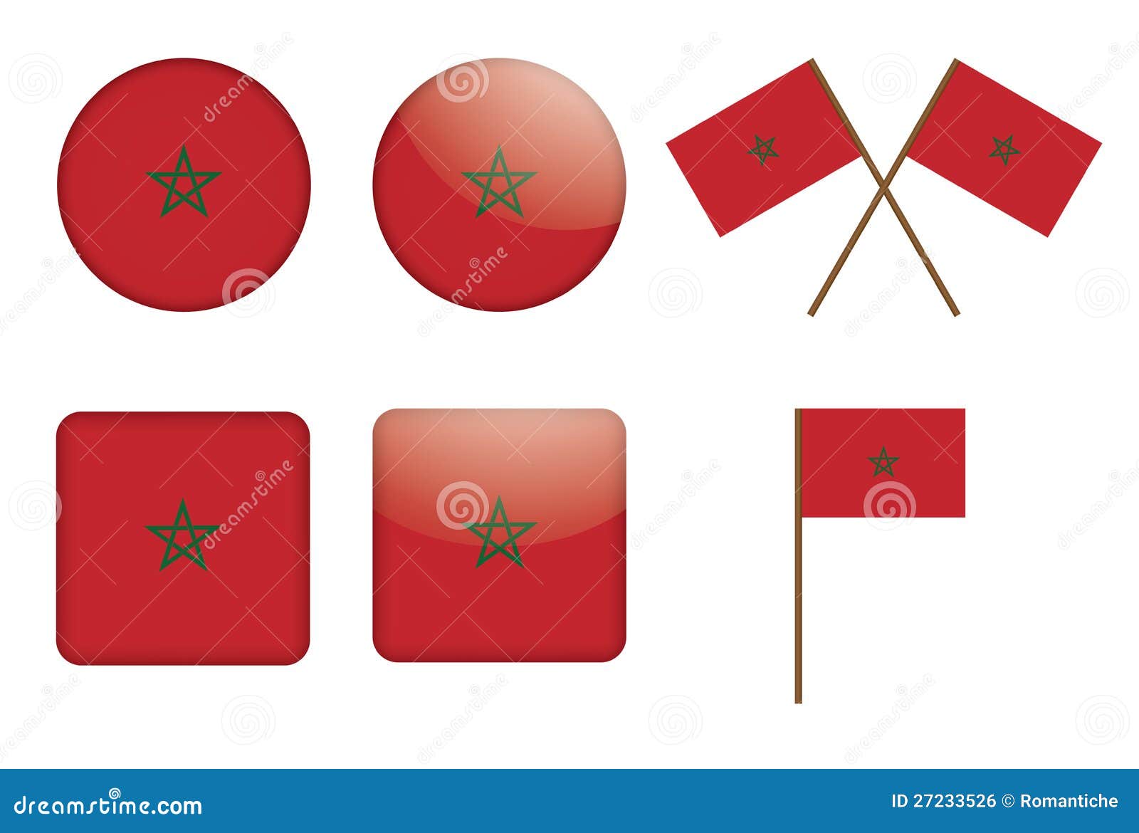 Insignes Avec L'indicateur Du Maroc Illustration de Vecteur ...