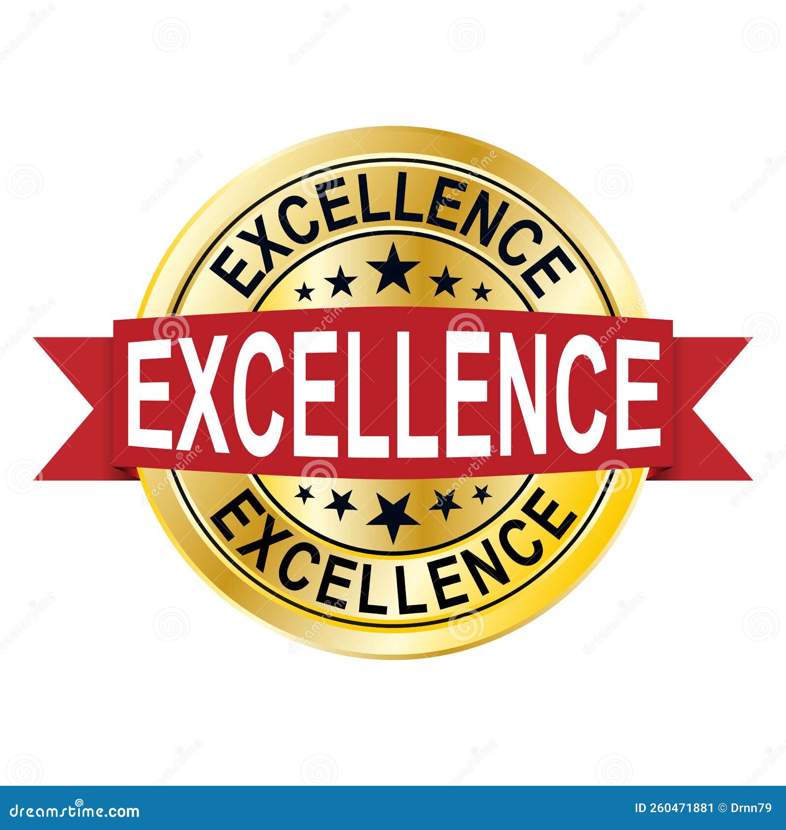 Insignia De Oro De Excelencia 3d Con Vector De Cinta Roja Ilustración ...