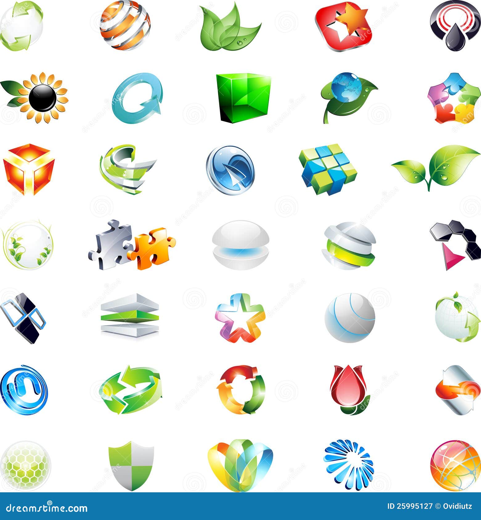 Insignias Abstractas De Los Iconos Del Vector 3d Ilustración del Vector ...