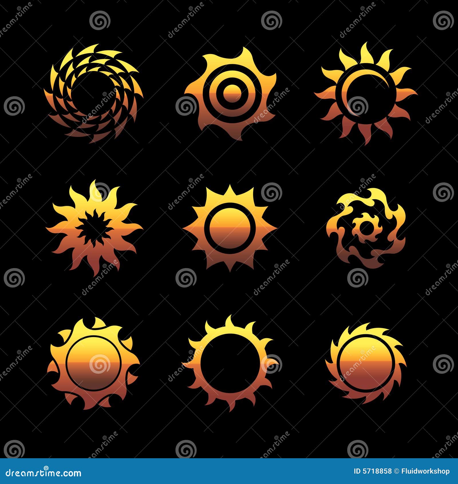 Insignias Del Sol Del Vector Ilustración del Vector - Ilustración de ...