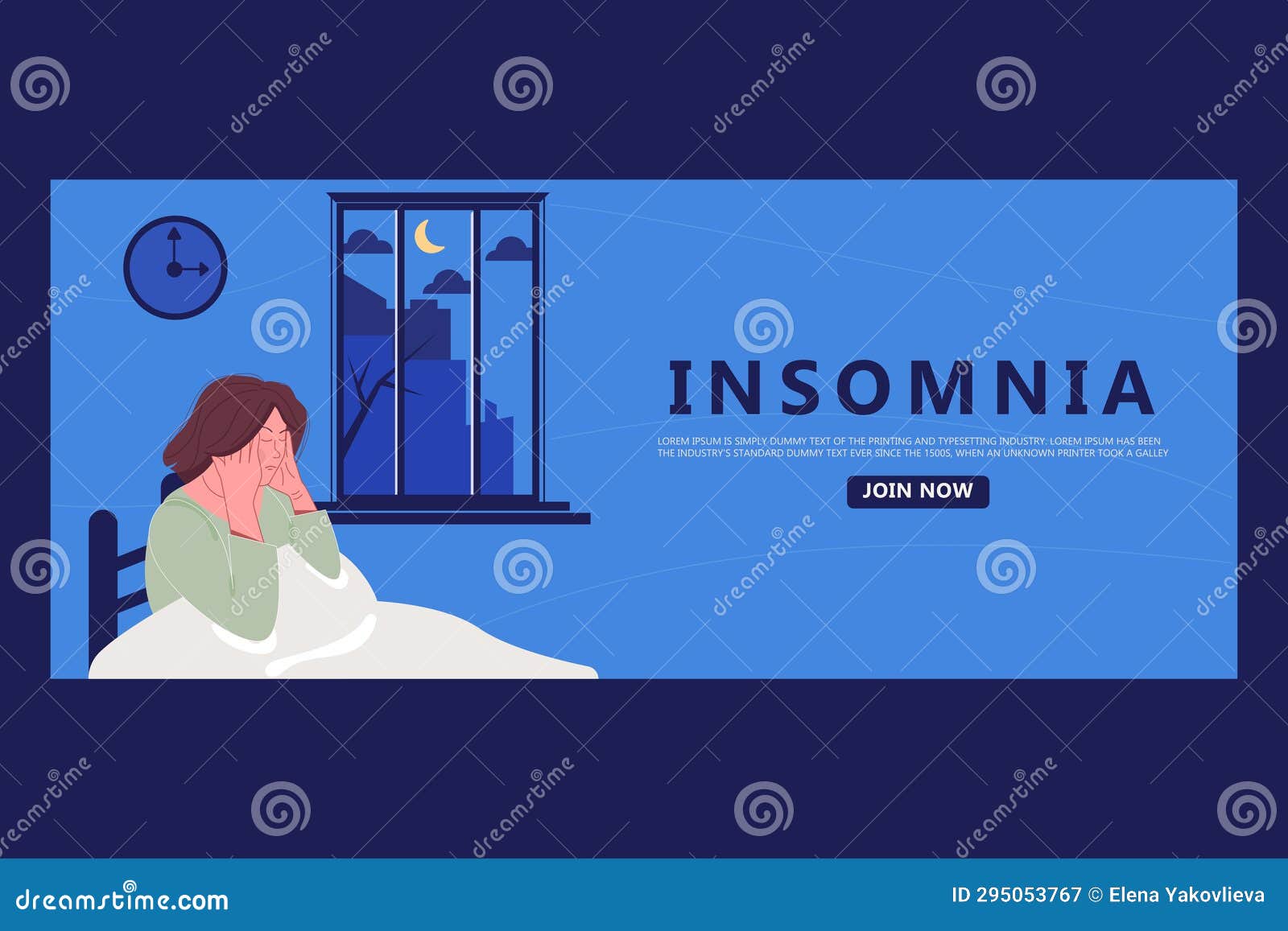 Insomnia Banner. Mental Health Stock Vector - Illustration of insomnia ...