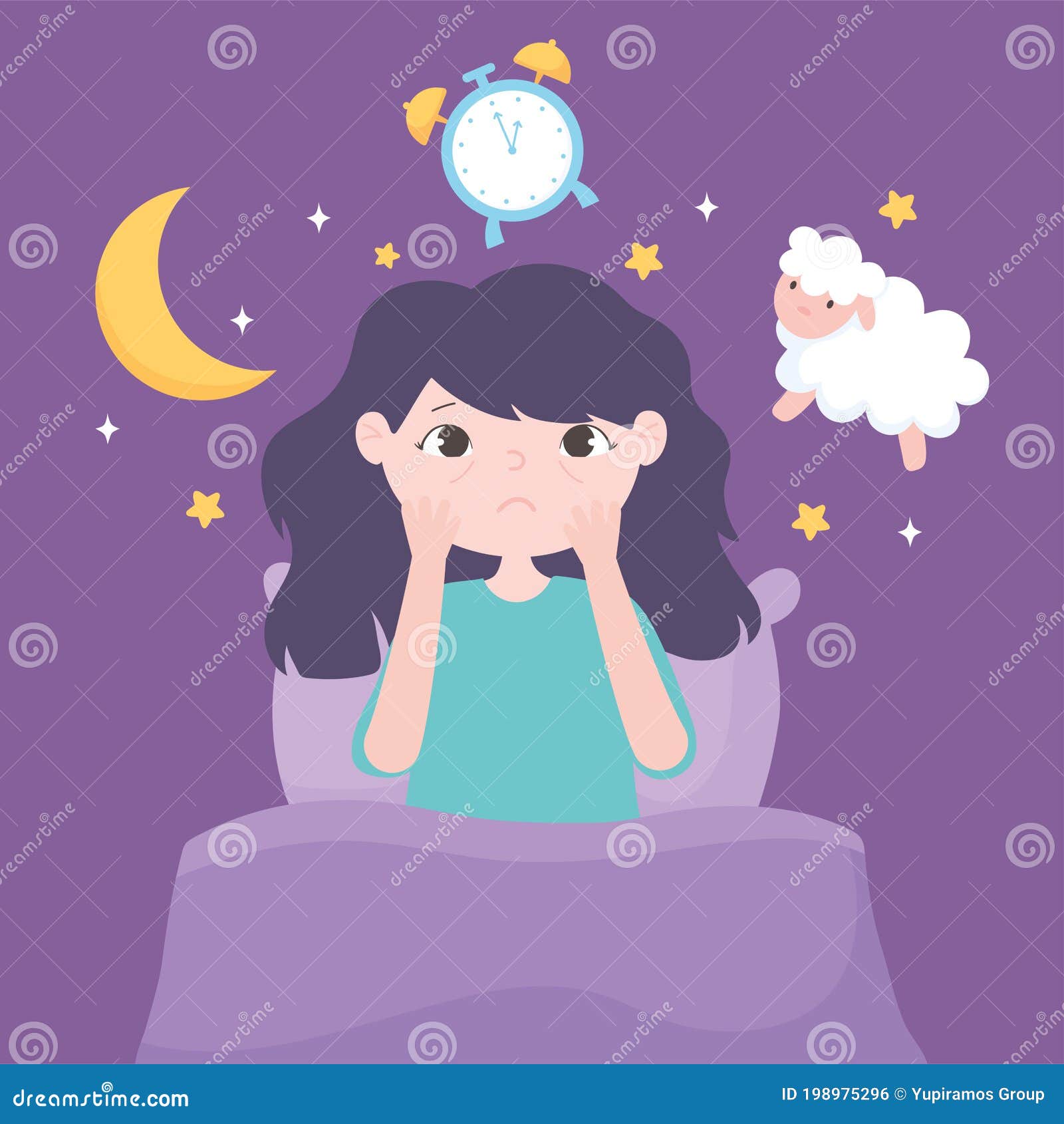 Insomnia Girl. Vector. Cartoon. | CartoonDealer.com #99296074