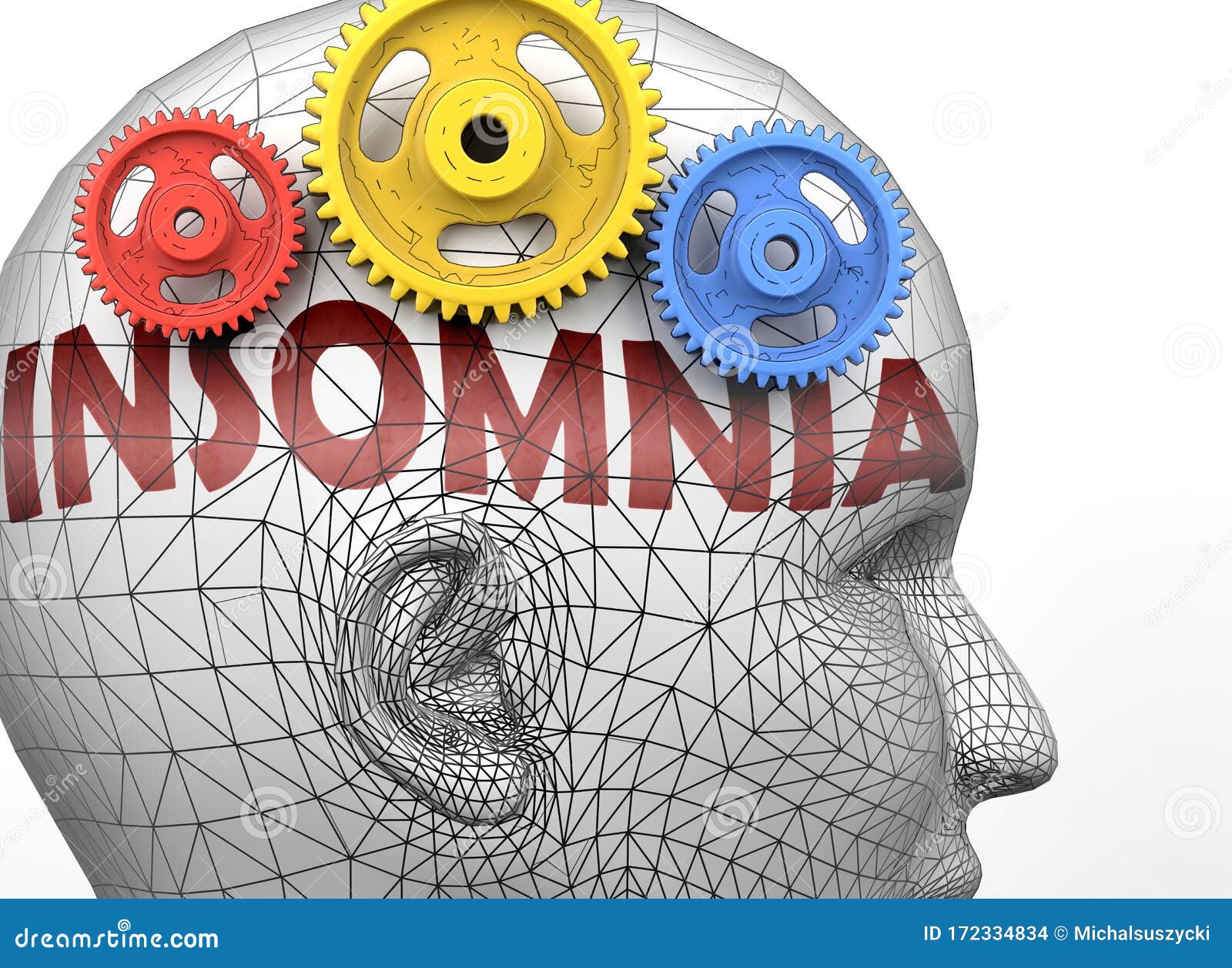Insomnia and Human Mind - Pictured As Word Insomnia Inside a Head To ...
