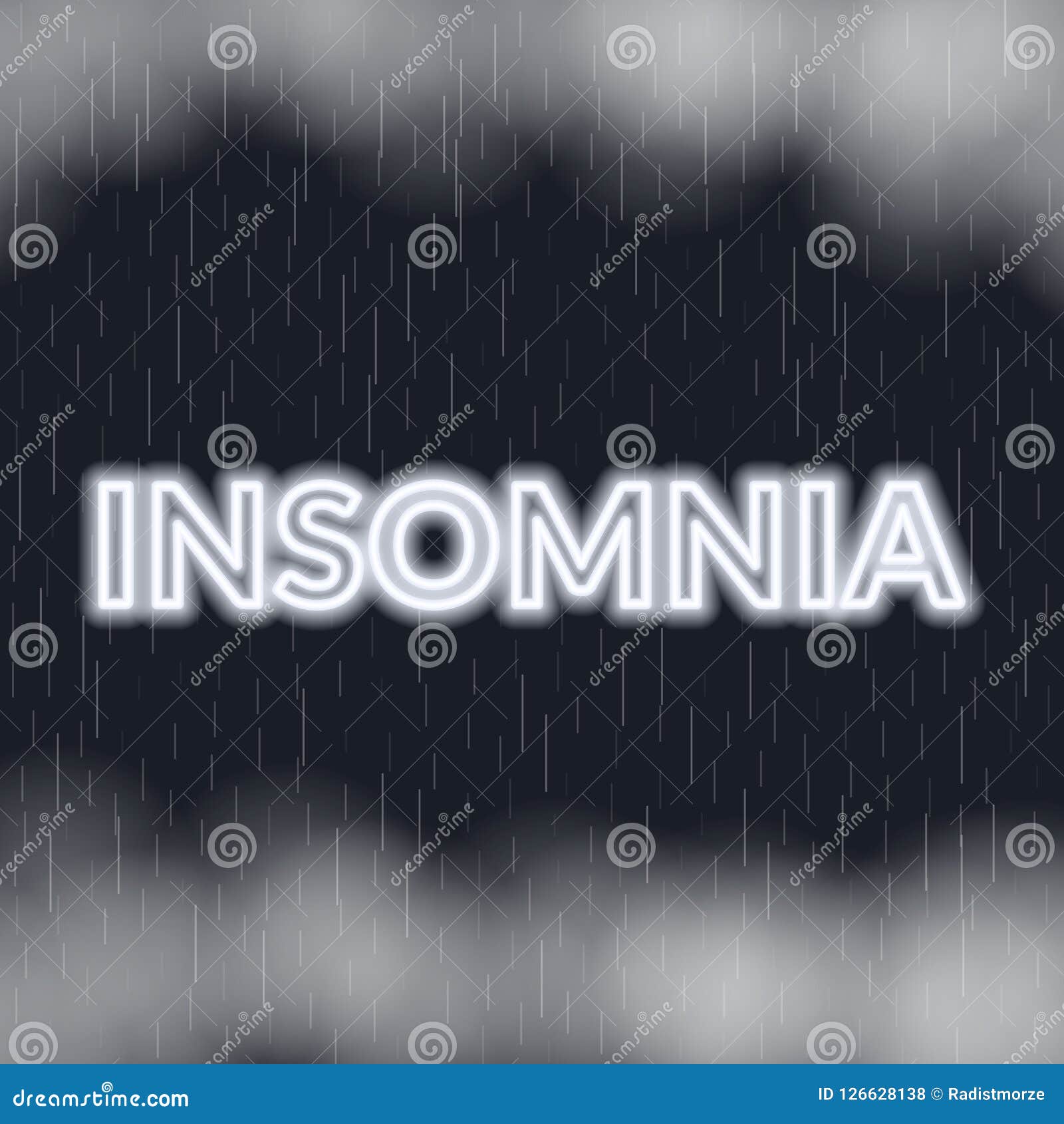 Insomnia Neon Lettering. Sad Mood Stock Illustration - Illustration of ...