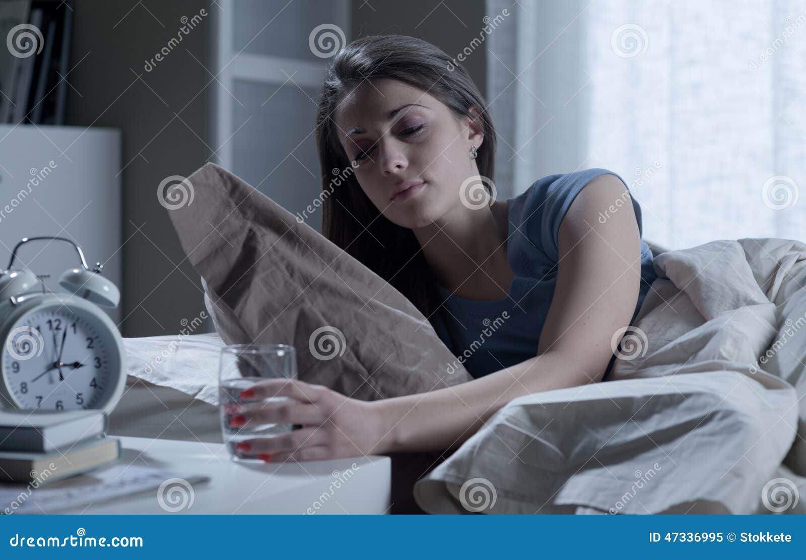 Insomnia stock image. Image of bedroom, duvet, stress - 47336995