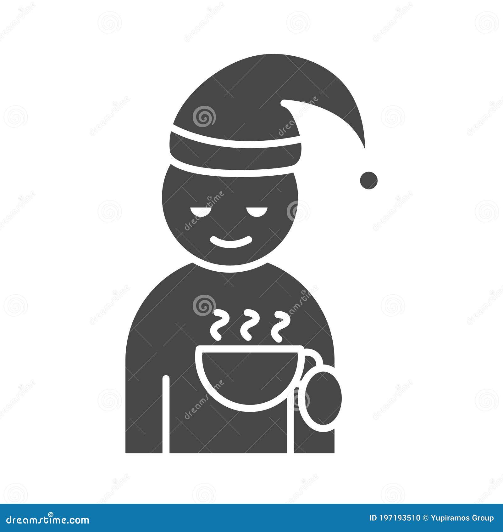 Insomnia, Sleepless with Coffee Cup Character Silhouette Icon Style ...