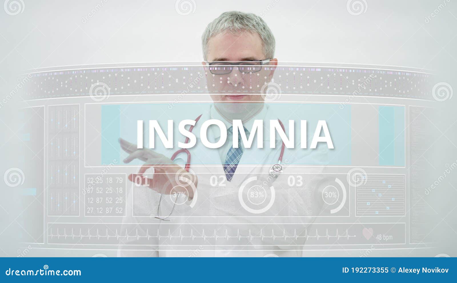 INSOMNIA Tab is Scrolled by a Doctor on a Modern Display Stock Image ...
