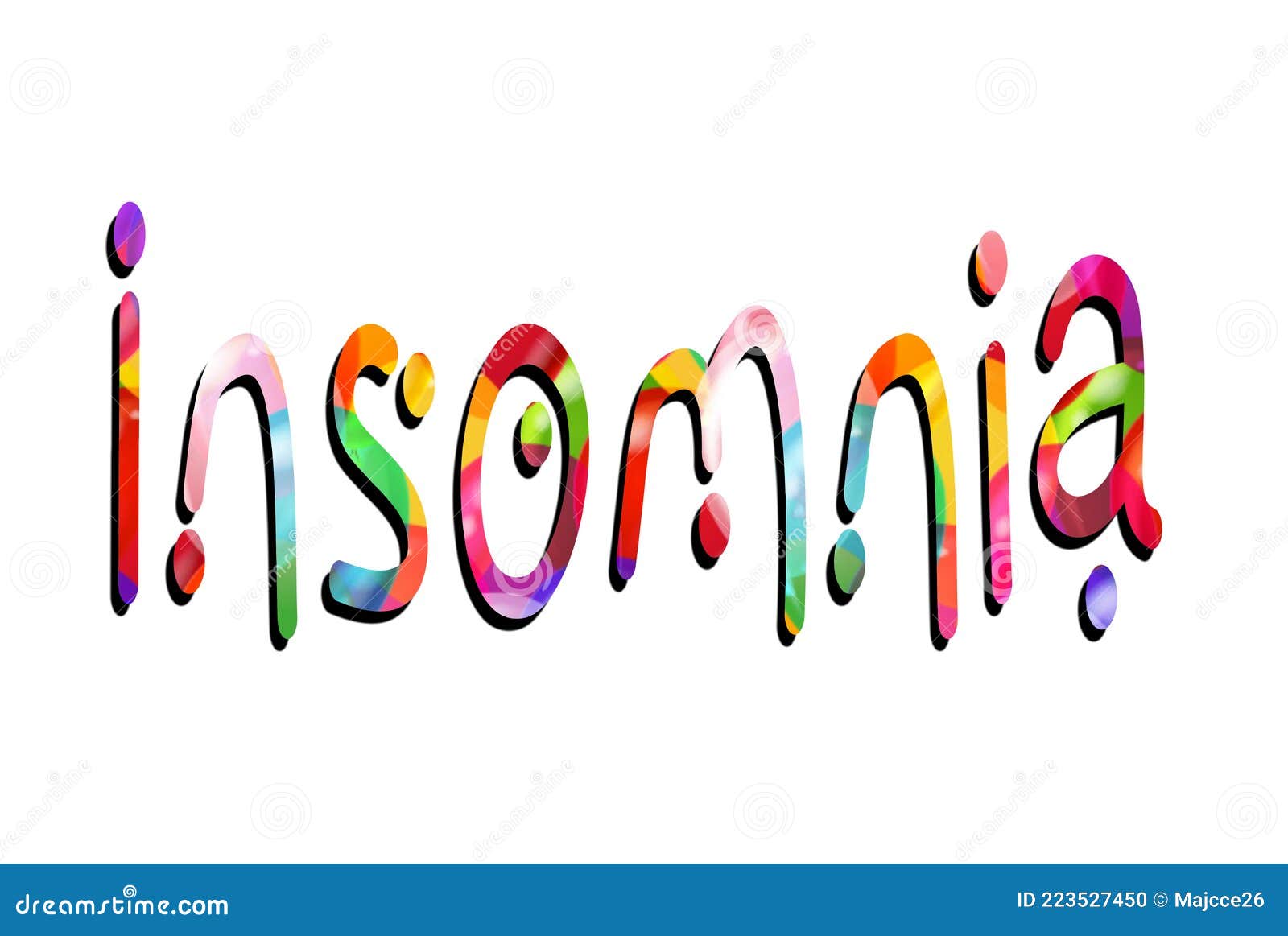 Insomnia Text on White Background Abstract Colorful Stock Illustration ...