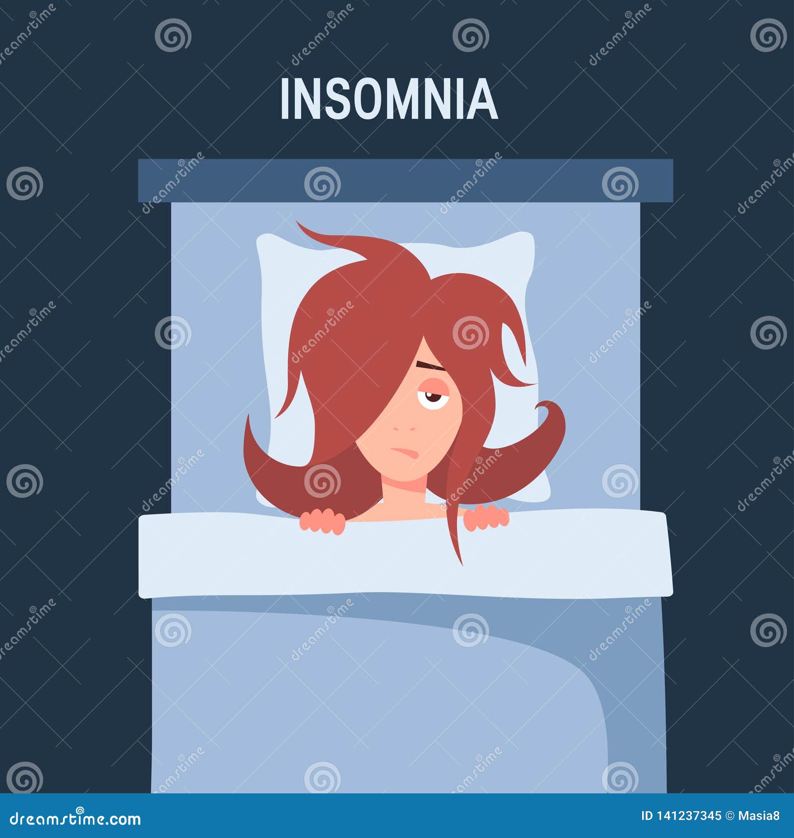 Insomnia Vector Concept in Simple Flat Style Stock Vector ...