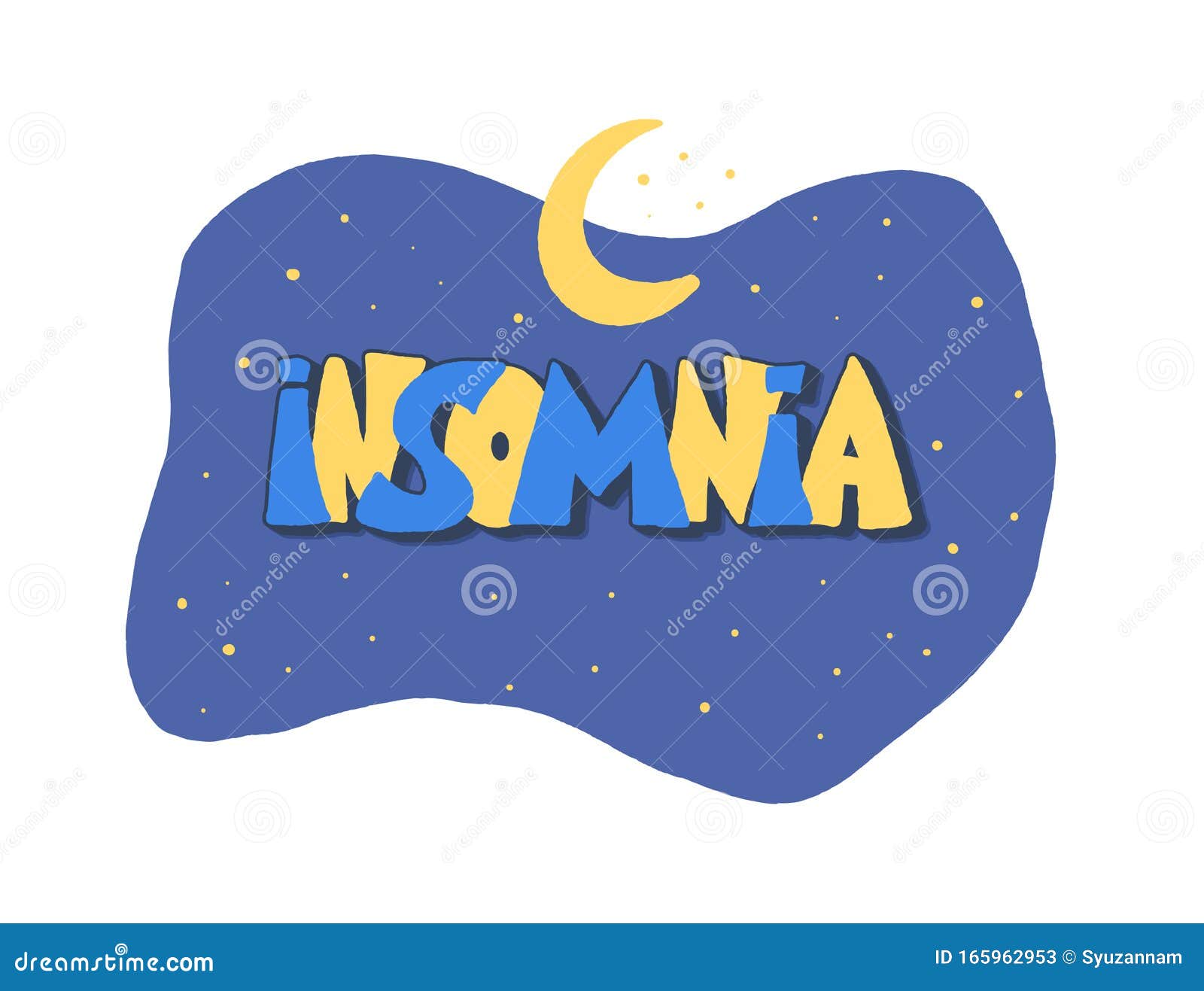 Insomnia Vector Hand Drawn Text. Stylized Word Stock Vector ...