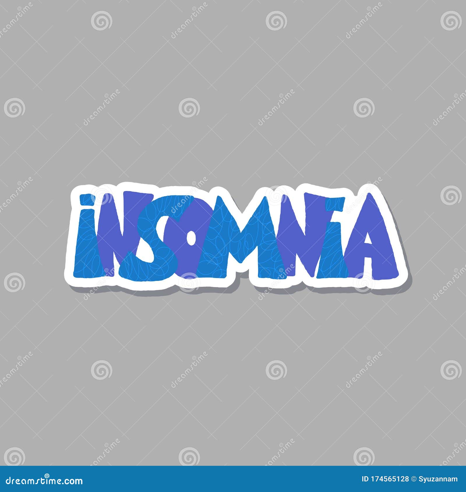 Insomnia Vector Hand Drawn Text. Stylized Word Stock Vector ...