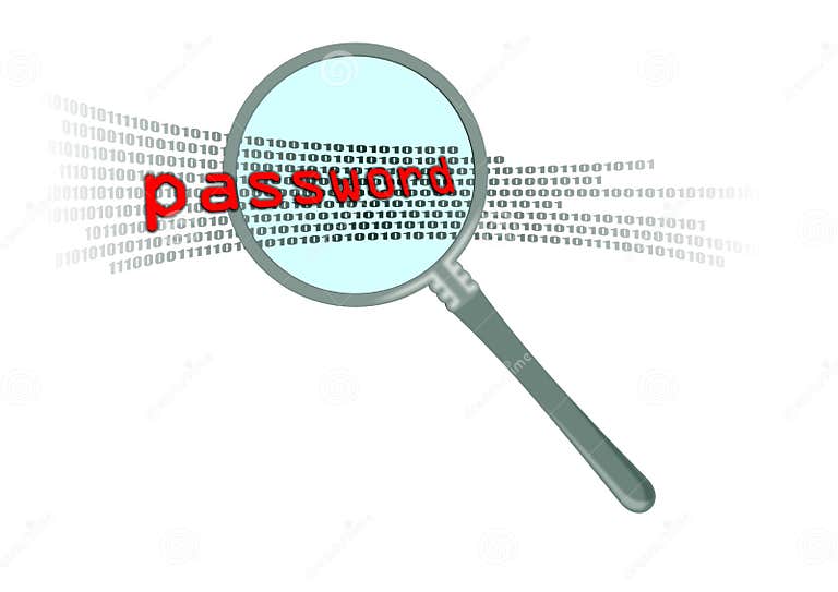 Inspect Password in Magnifier Stock Illustration - Illustration of ...