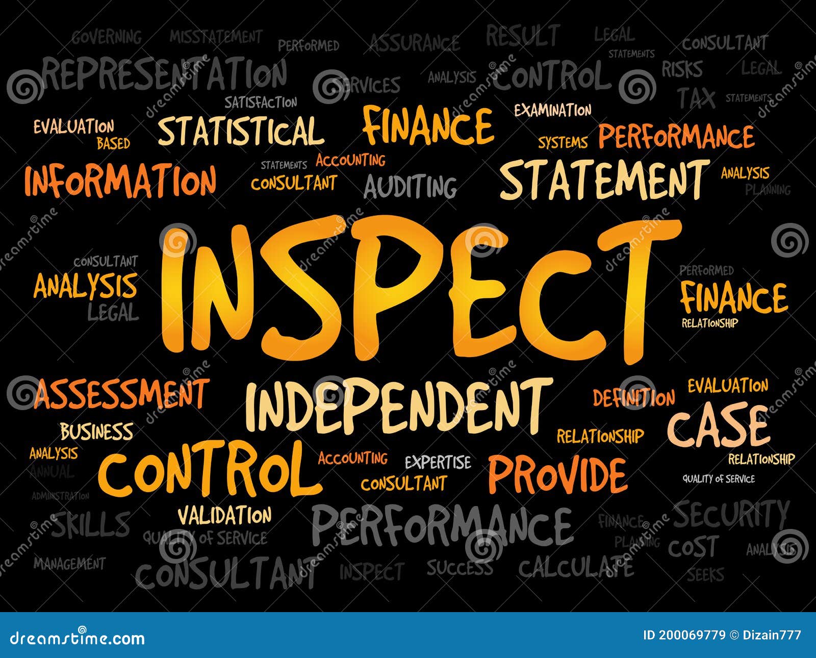 INSPECT word cloud stock illustration. Illustration of inspect - 200069779