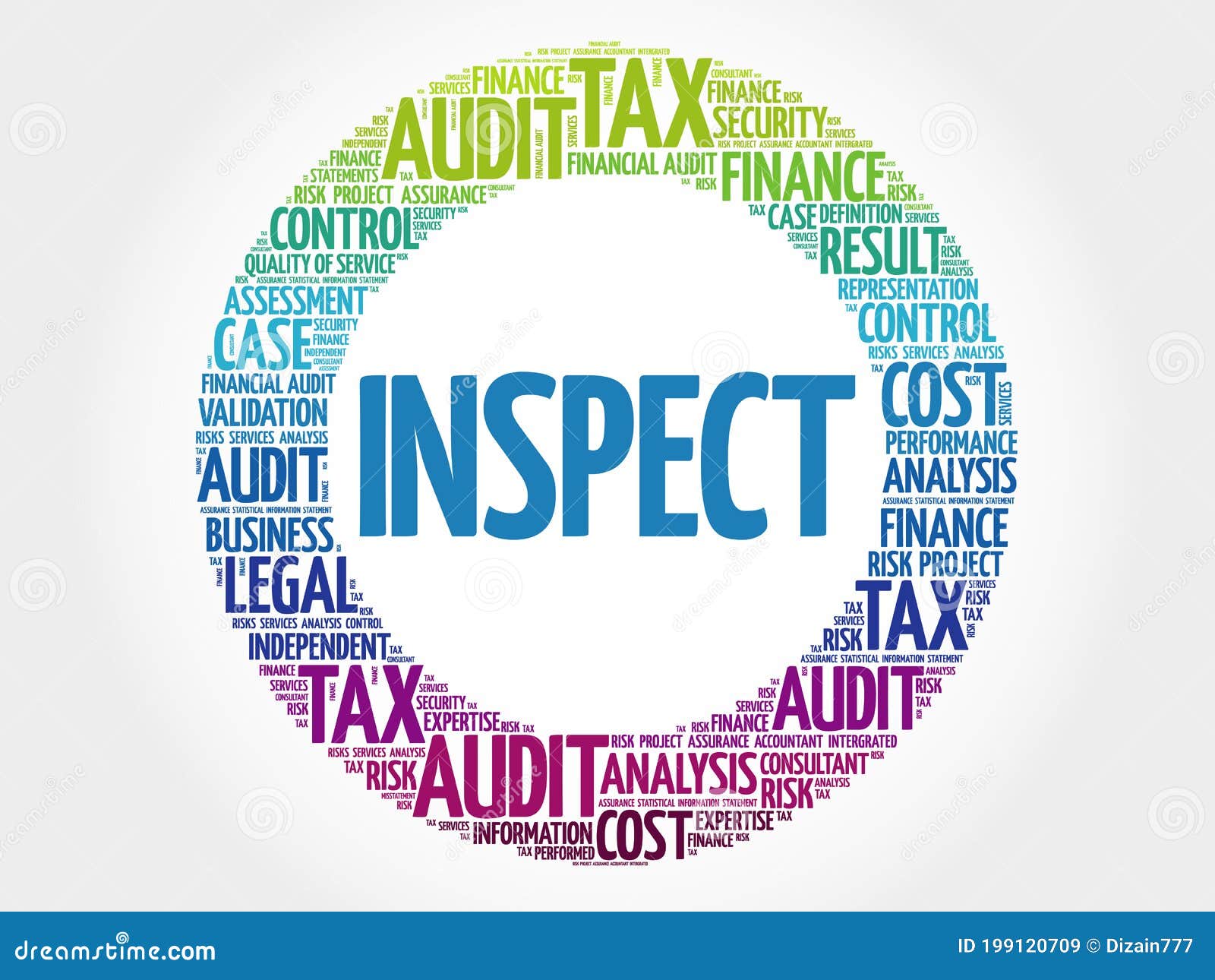 INSPECT word cloud collage stock illustration. Illustration of design ...
