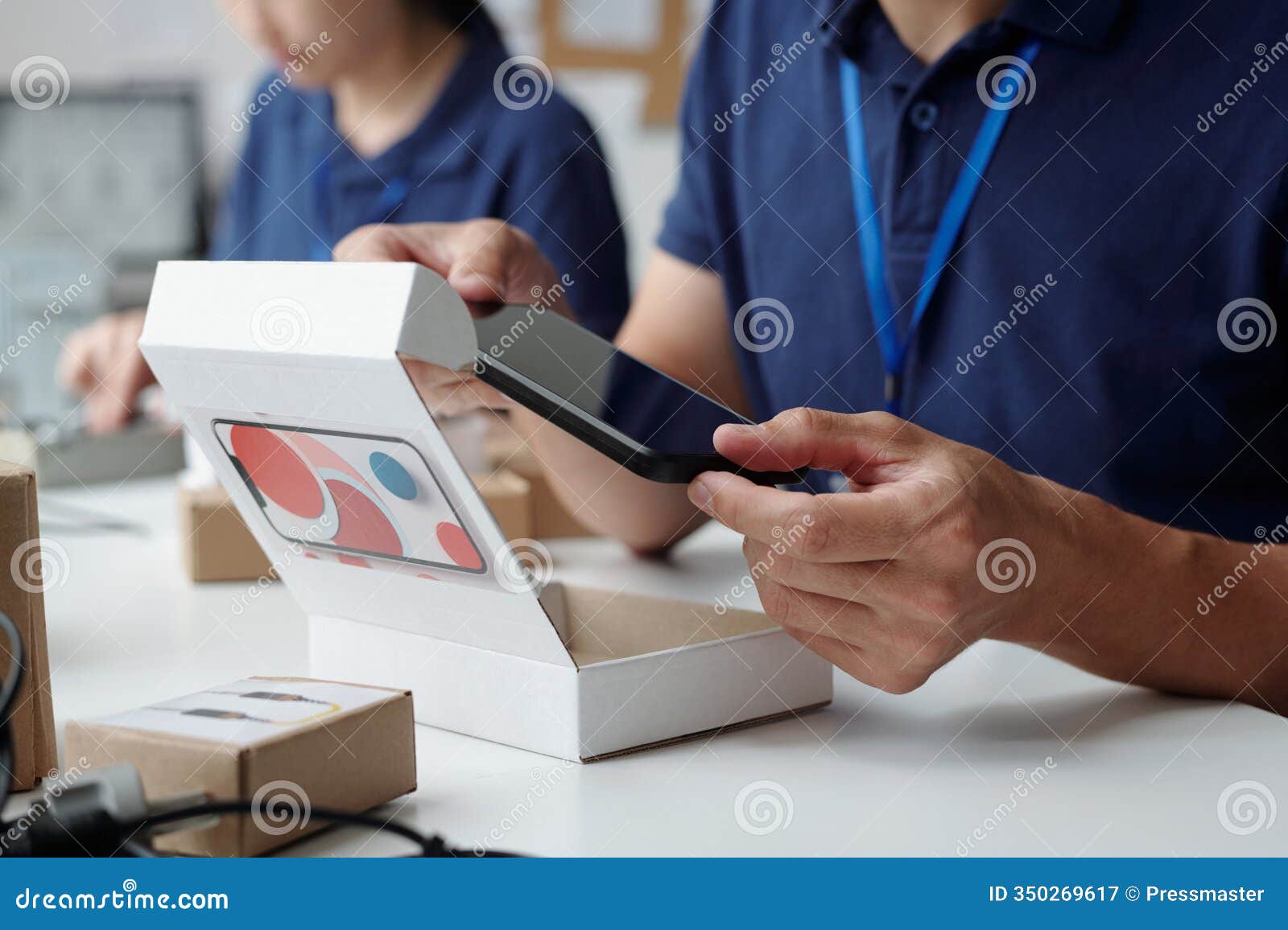 Inspecting and Testing Mobile Device at Workplace Stock Image - Image ...