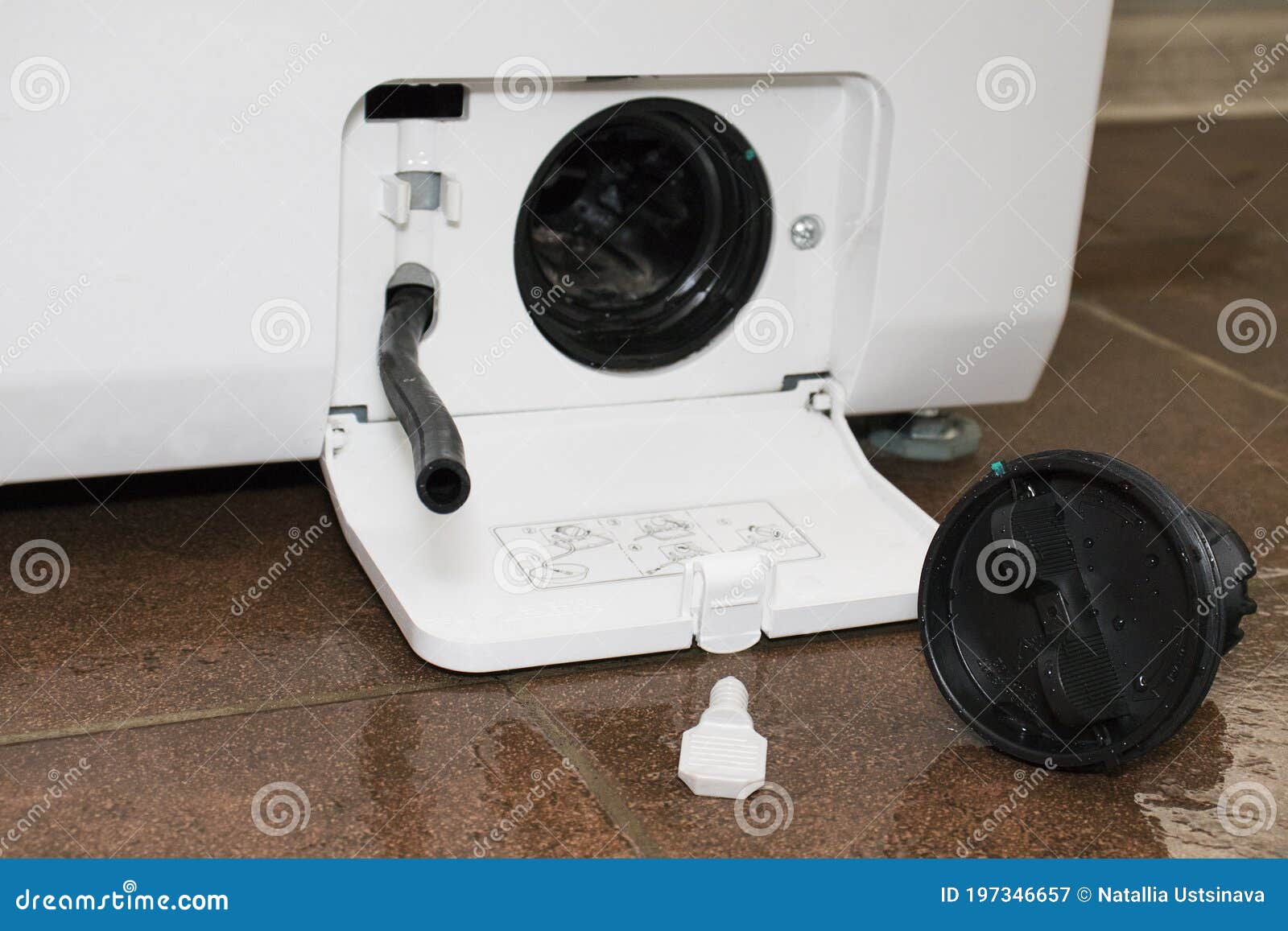 Inspecting Washing Machine`s Dirty Clogged Drain Pump Filter Close Up ... Inspecting Washing Machine`s Dirty Clogged Drain Pump Filter Close Up ...