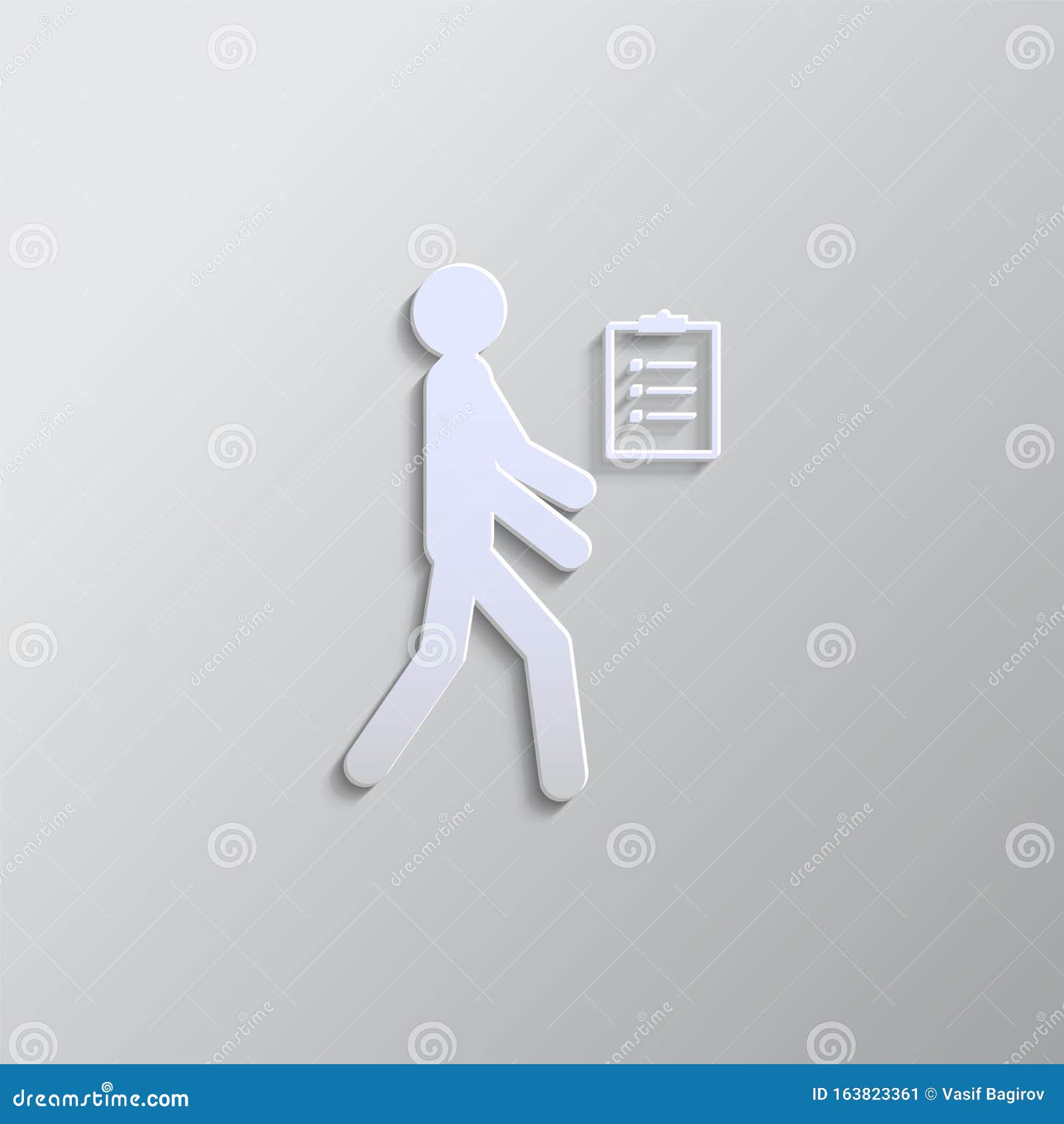 Inspection, Human Paper Style Icon. Grey Color Vector Background Stock ...
