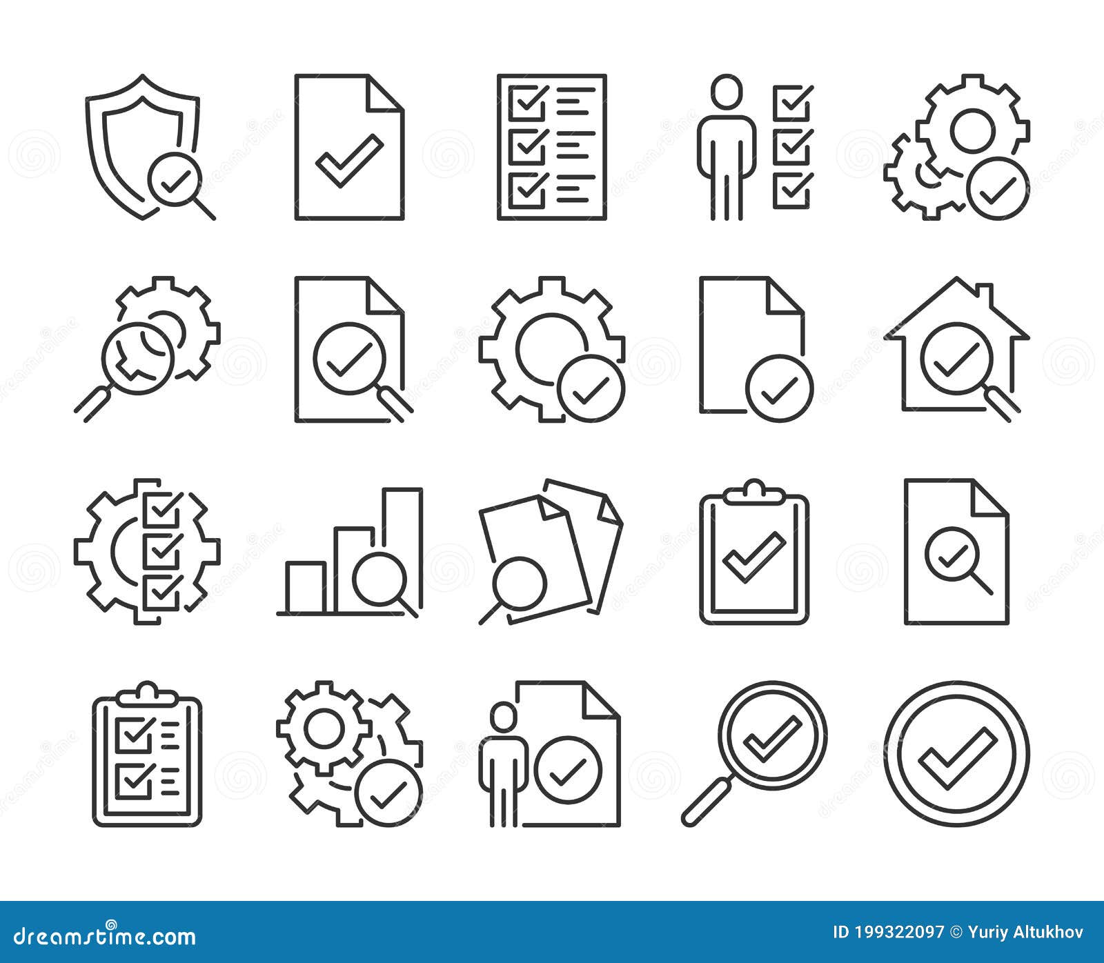 Inspection Icon. Inspection and Testing Line Icons Set. Editable Stroke ...