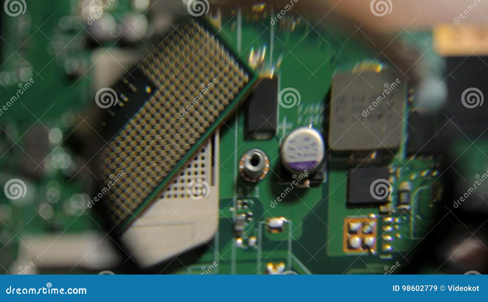 Inspection of the Legs of the CPU with a Magnifying Glass Stock Video ...