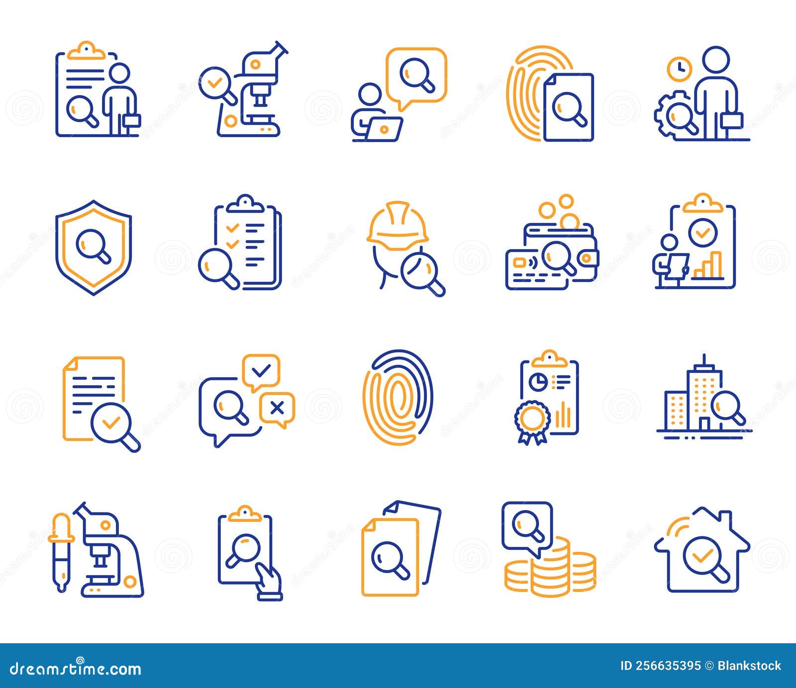 Inspection Line Icons. Quality Research, Testing And Safety Check Icons ...