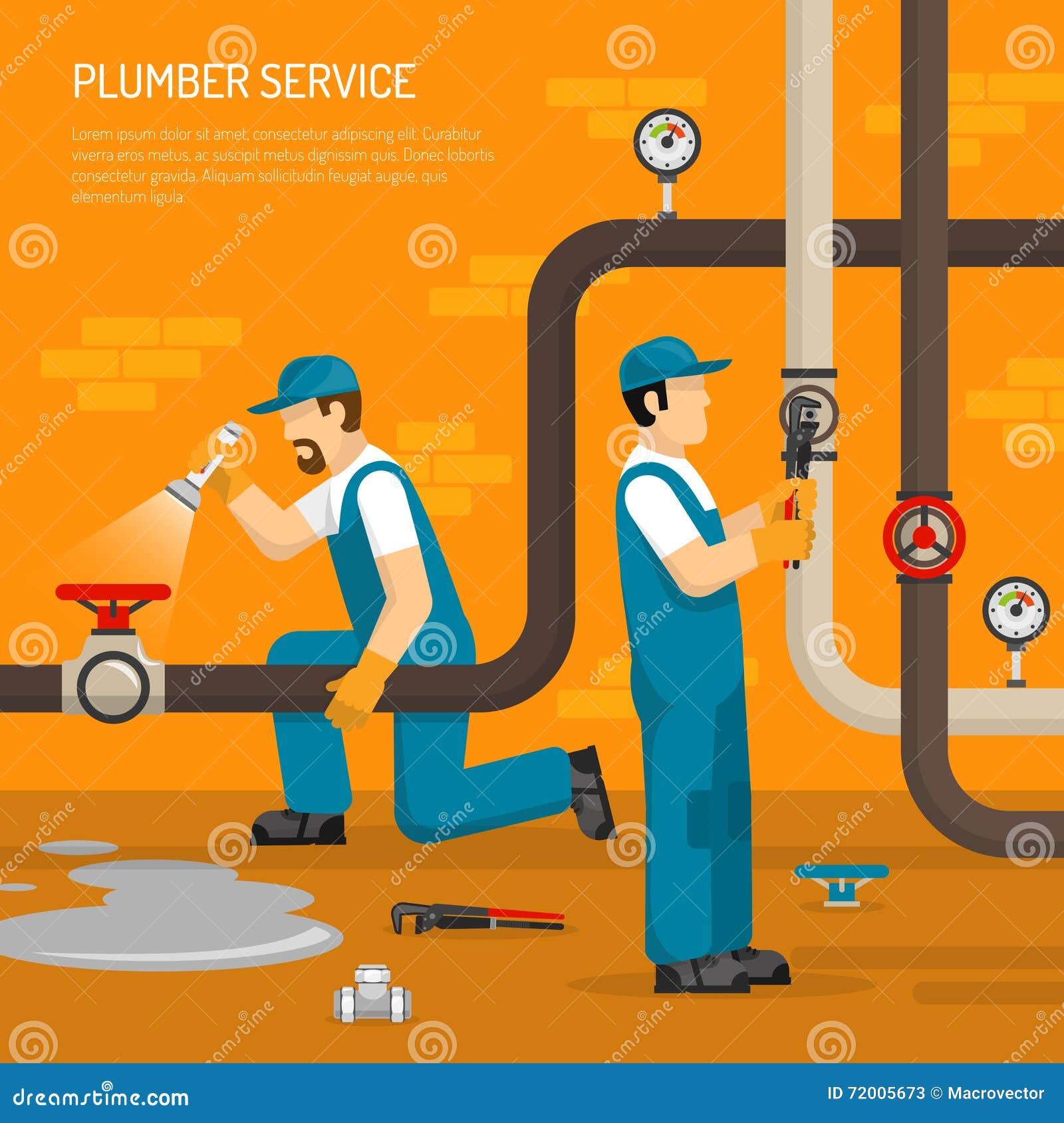 Inspection of Pipeline Composition Stock Vector - Illustration of pipe ...