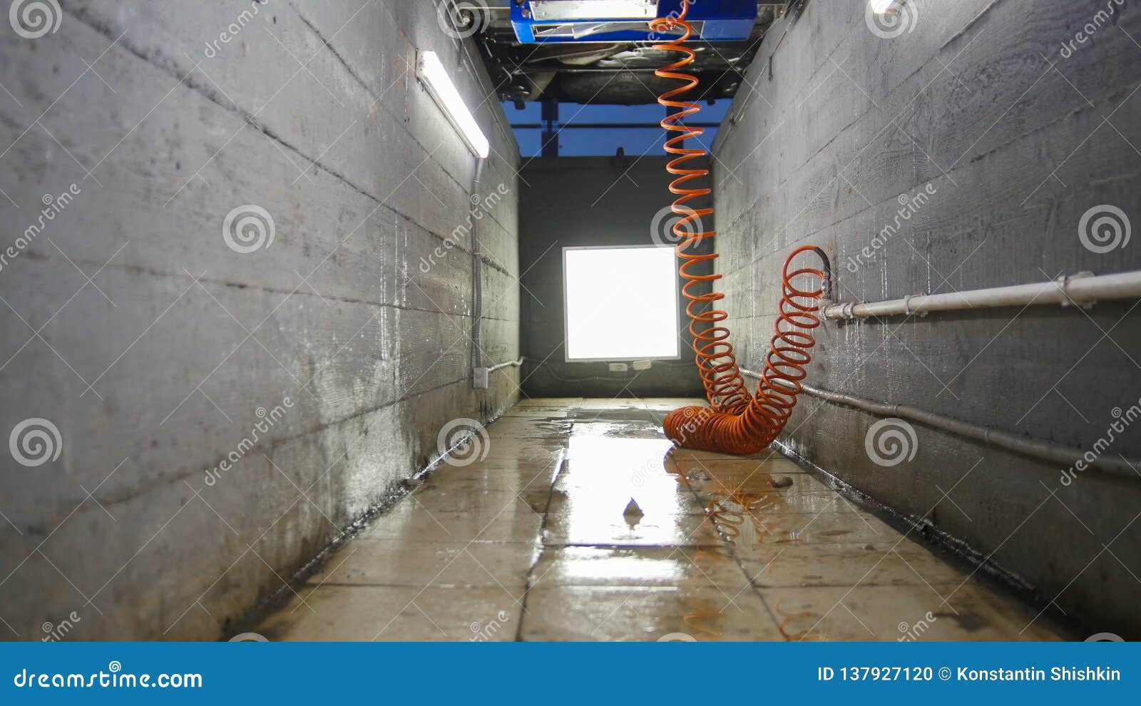 The Inspection Pit in Garage. Water on the Floor Stock Photo - Image of ...