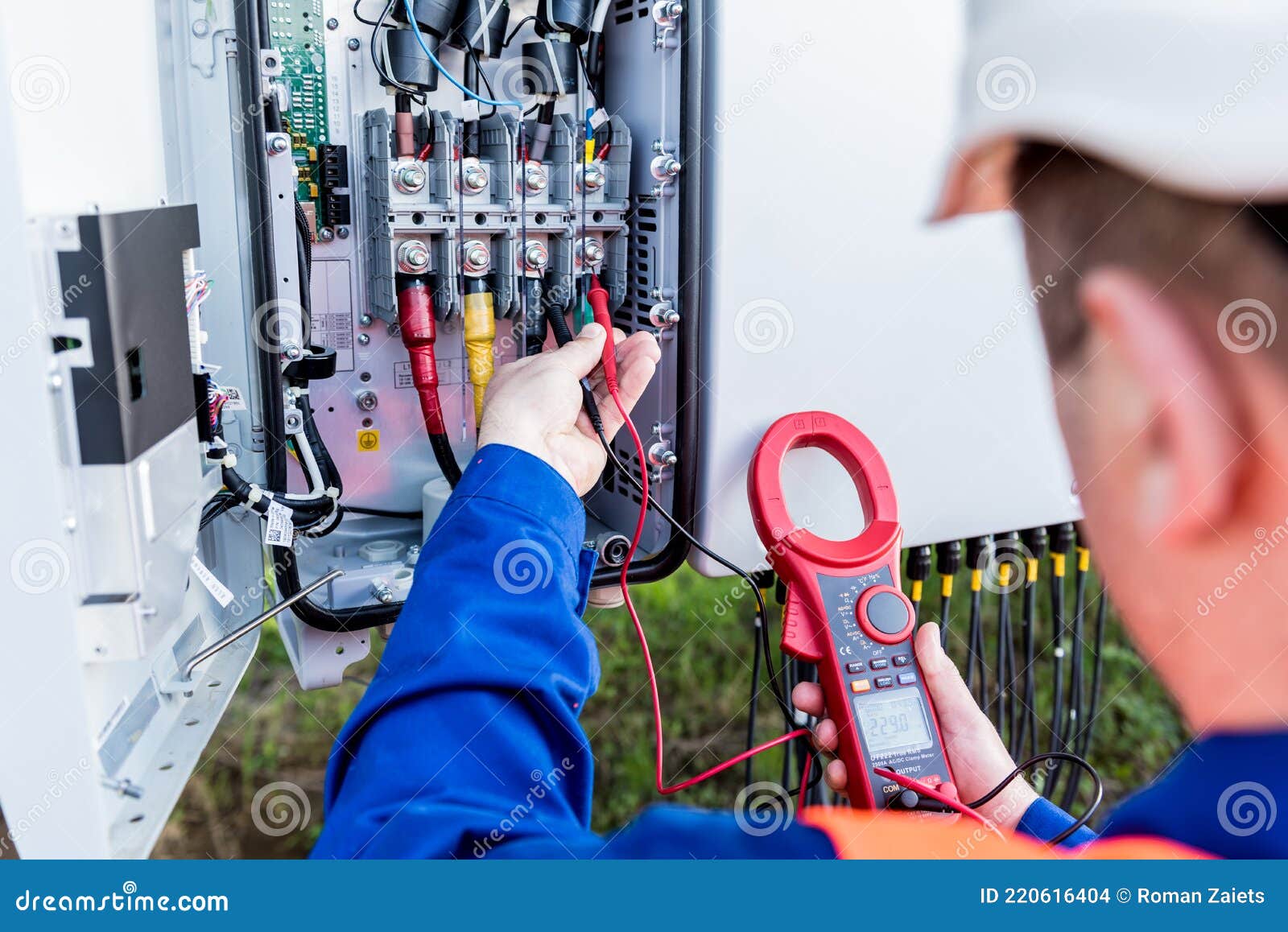 The Inspector Checks the Actual Output Voltage Level of Inverter Stock ...