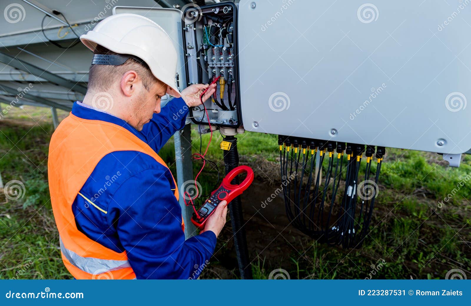 The Inspector Checks the Actual Output Voltage Level of Inverter Stock ...