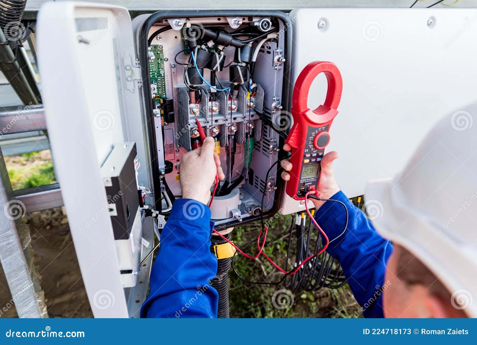 The Inspector Checks the Actual Output Voltage Level of Inverter Stock ...