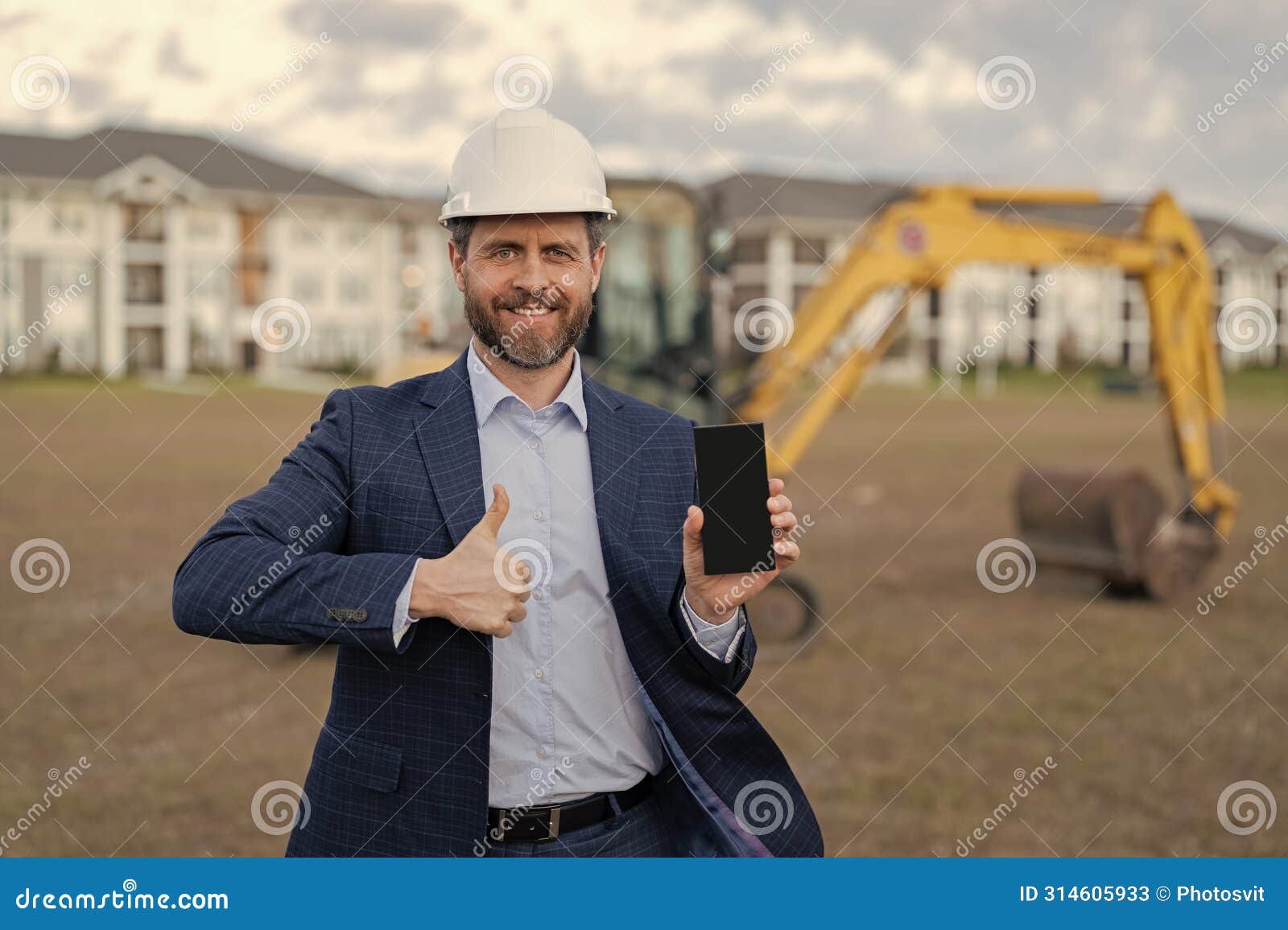 Inspector of Construction Engineering at Break Show Thumb Up Gesture ...